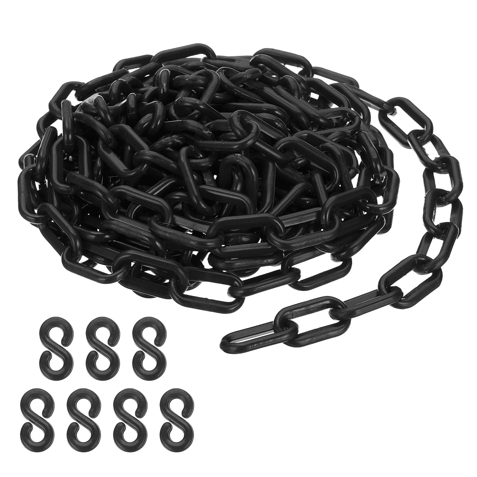 Uxcell Black Plastic Chain, 16 ft 6mm Safety Barrier Chain for Crowd ...