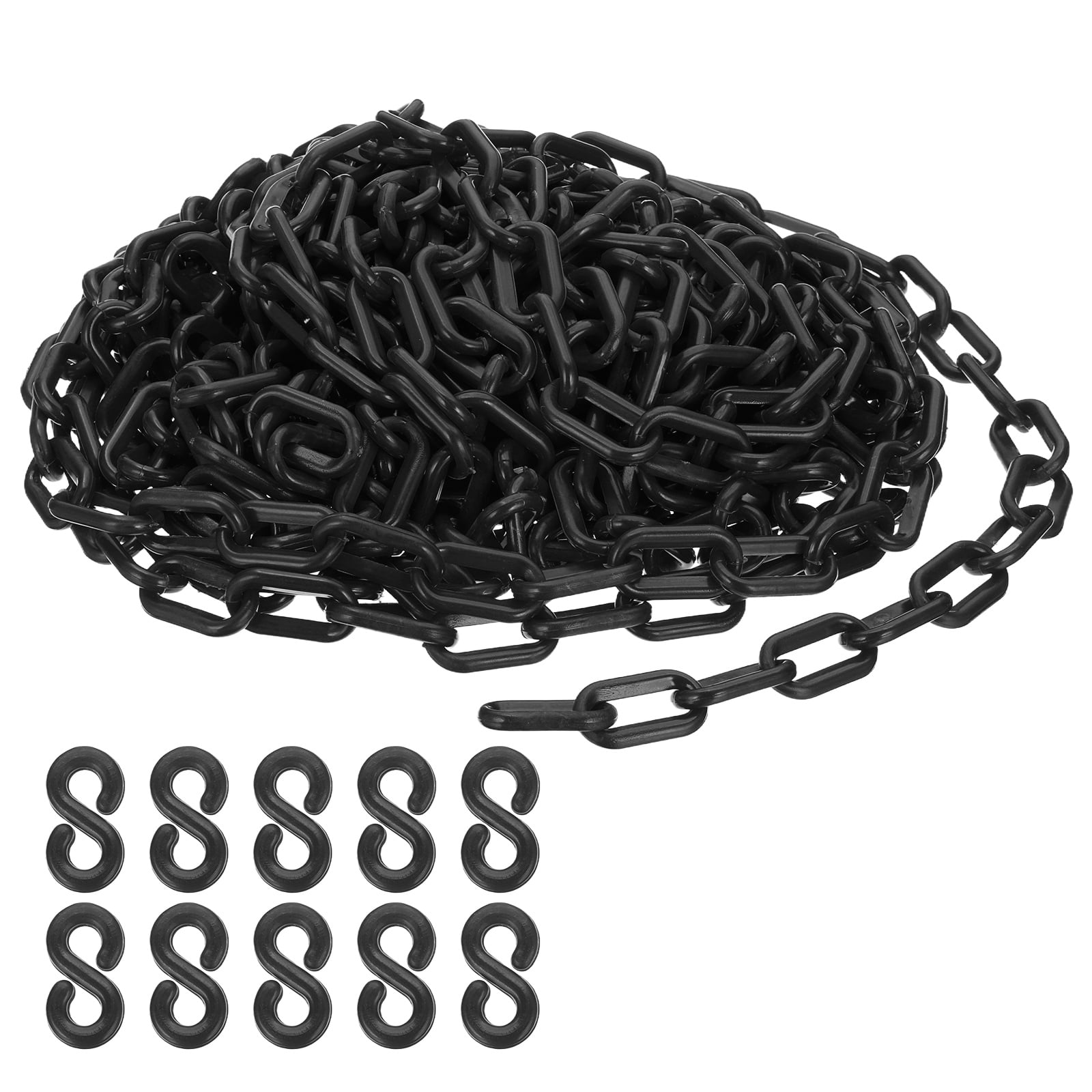 Uxcell Black Plastic Chain, 39 ft 6mm Safety Barrier Chain for Crowd ...