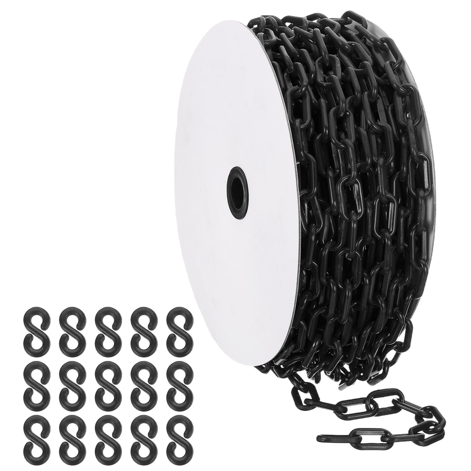 Uxcell Black Plastic Chain, 92 ft 6mm Safety Barrier Chain for Crowd ...