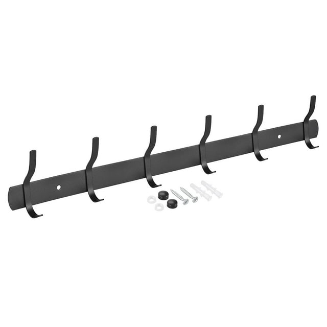 Uxcell Black Wall Mounted with 6 Hooks Coat Hook Rack Wall Hanger ...