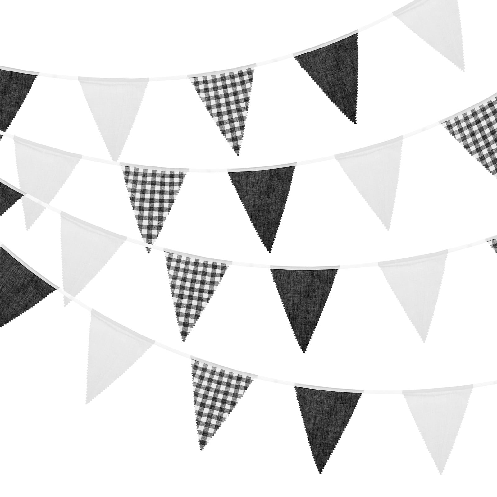 Uxcell Black White Plaid Checkered Pennant Banner, 36 PCS Triangle ...