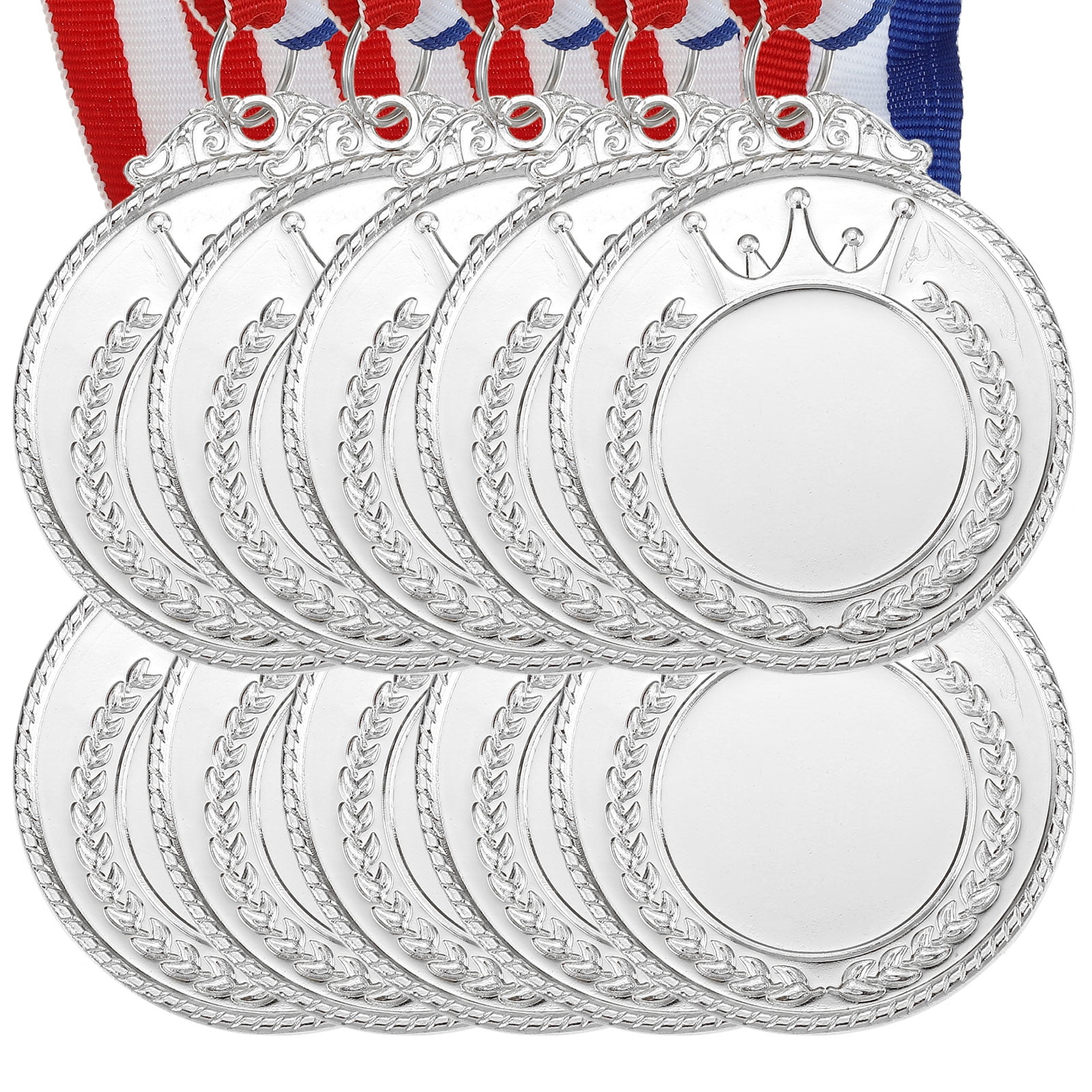 Uxcell Blank Award Medals, 10 Pack Silver Award Medals with Ribbon ...