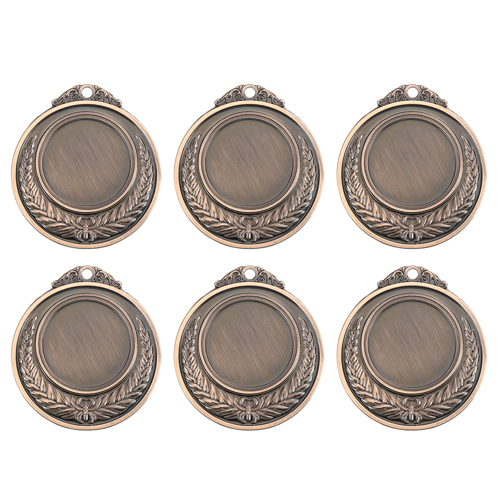 Uxcell Blank Award Medals, Round Flat Metal Medals with Wheat Pattern ...