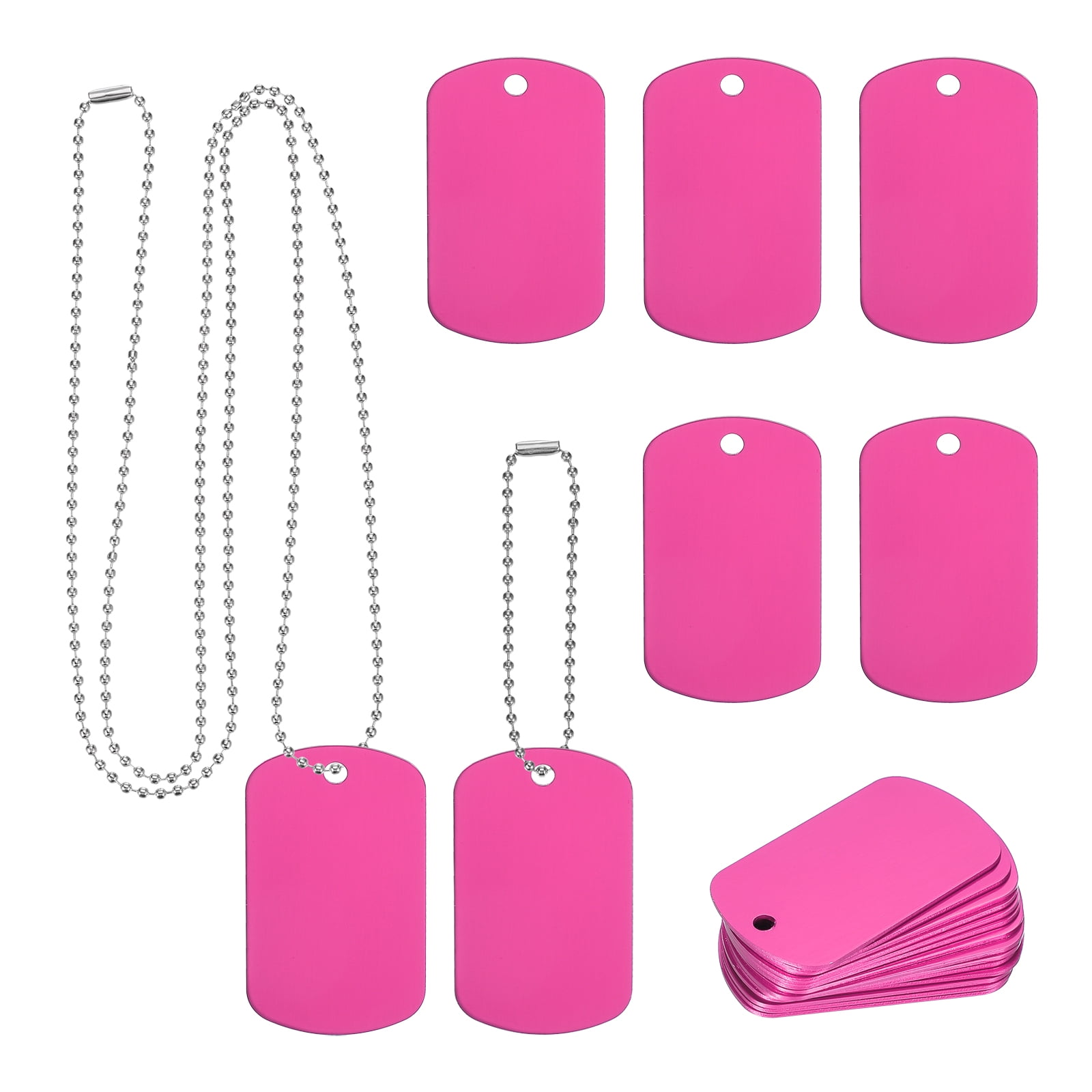 Uxcell Blank Dog Tags Rectangle Aluminum Keychains with Ball Steel ...