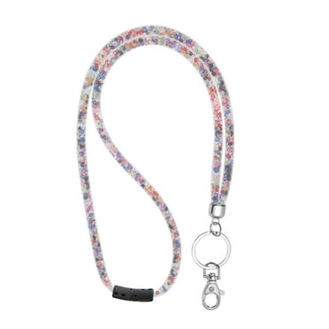 Uxcell Rhinestone Lanyard Crystal Retractable Keys Strap Keychain Light ...
