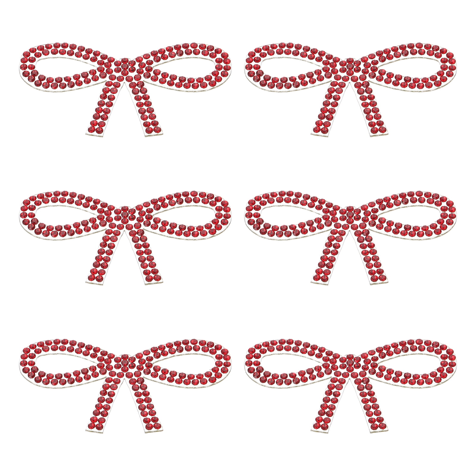Uxcell Bow Rhinestone Stickers, 6 Pcs Self Adhesive Bow Shape Glitter ...