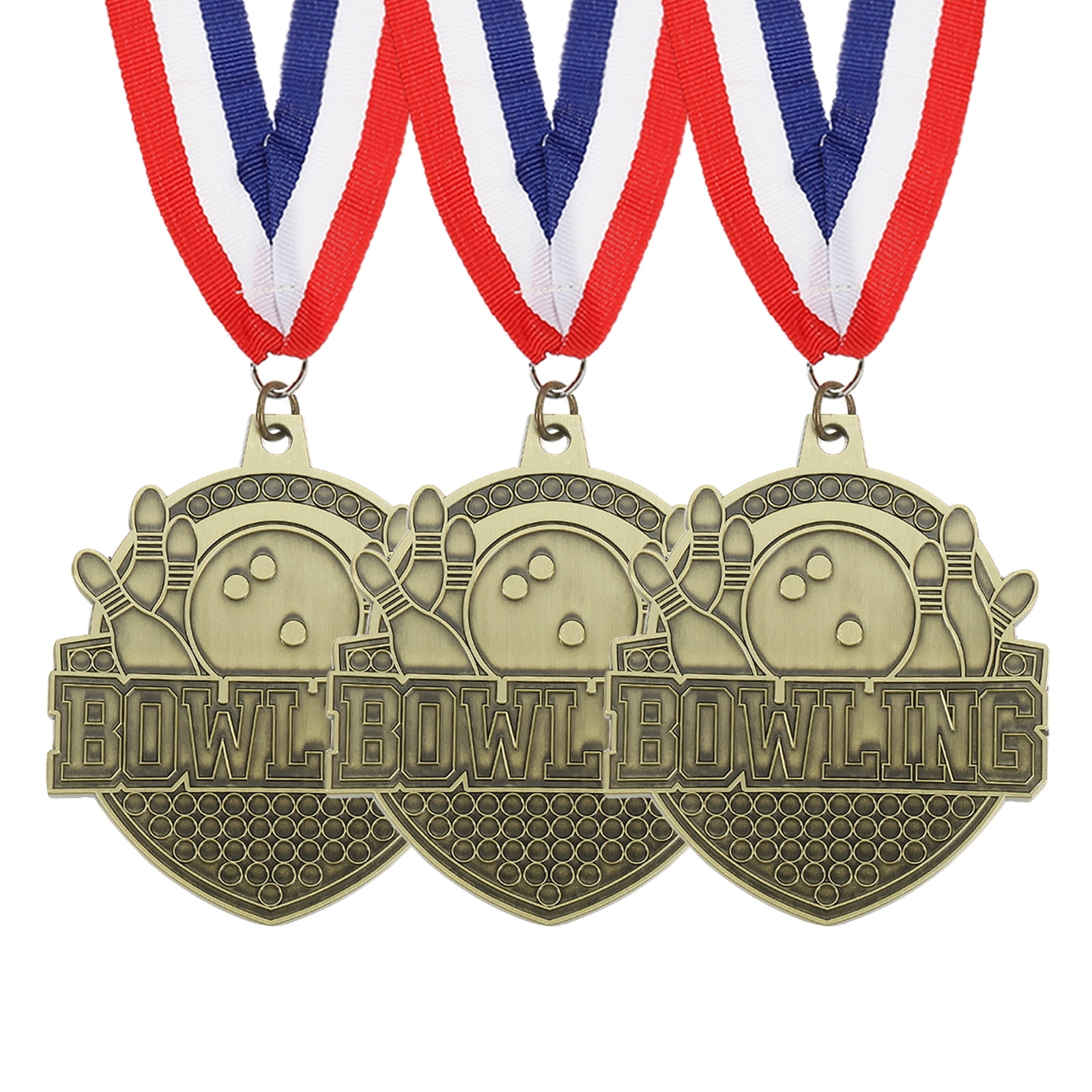 Bowling Games Gold Award Medals with Ribbons, Winner Medals Prizes for ...