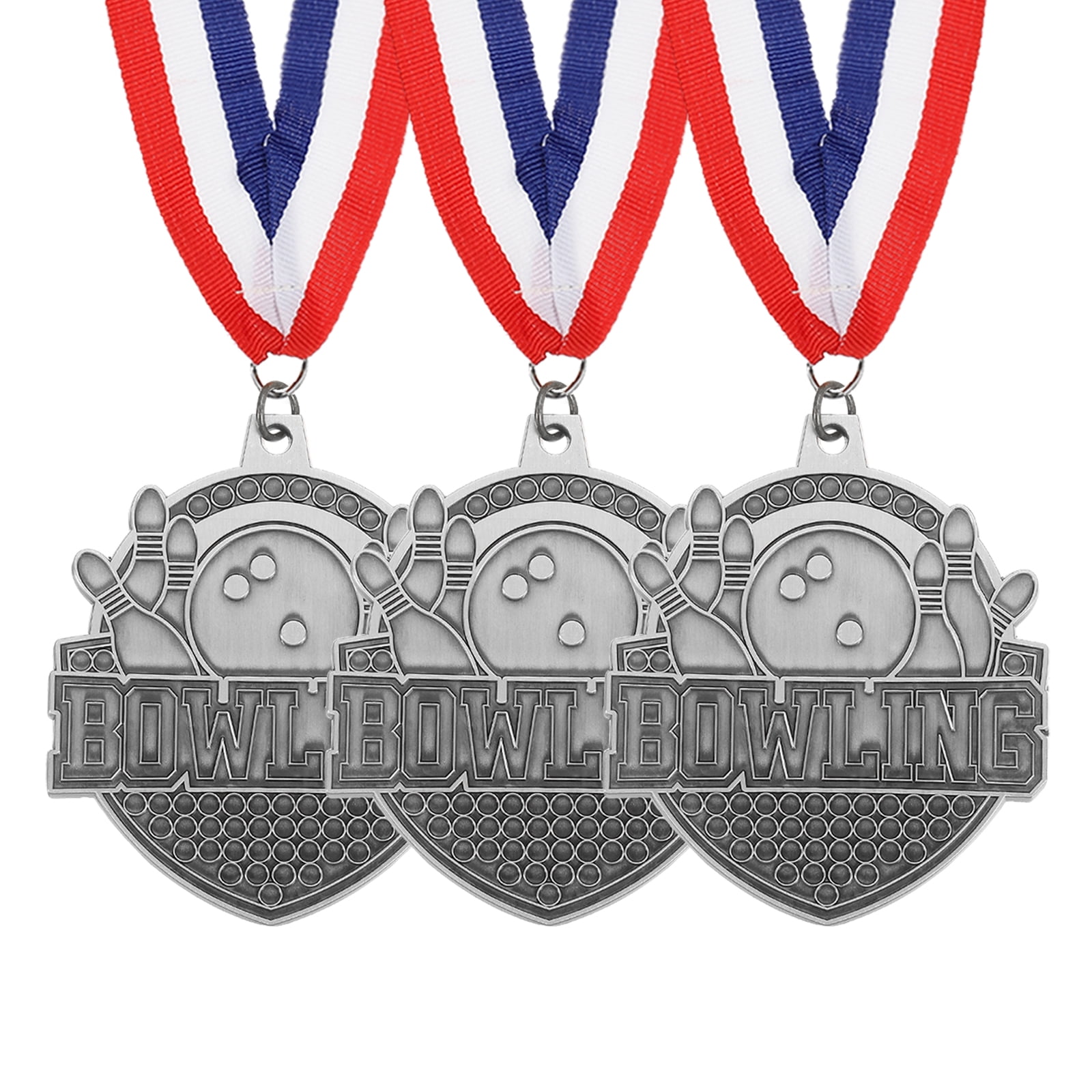 Bowling Games Silver Award Medals with Ribbons, Winner Medals Prizes ...