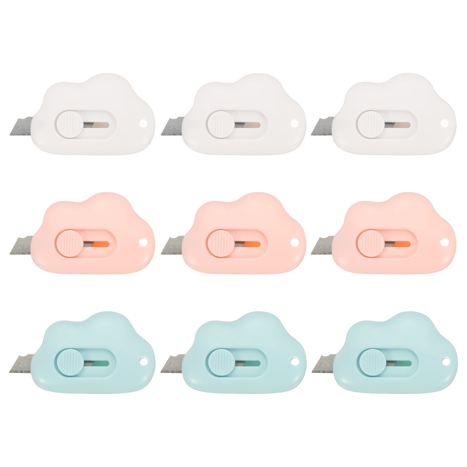 Uxcell Box Cutters, 9 Pcs Retractable Letter Opener Cloud Shaped Small ...