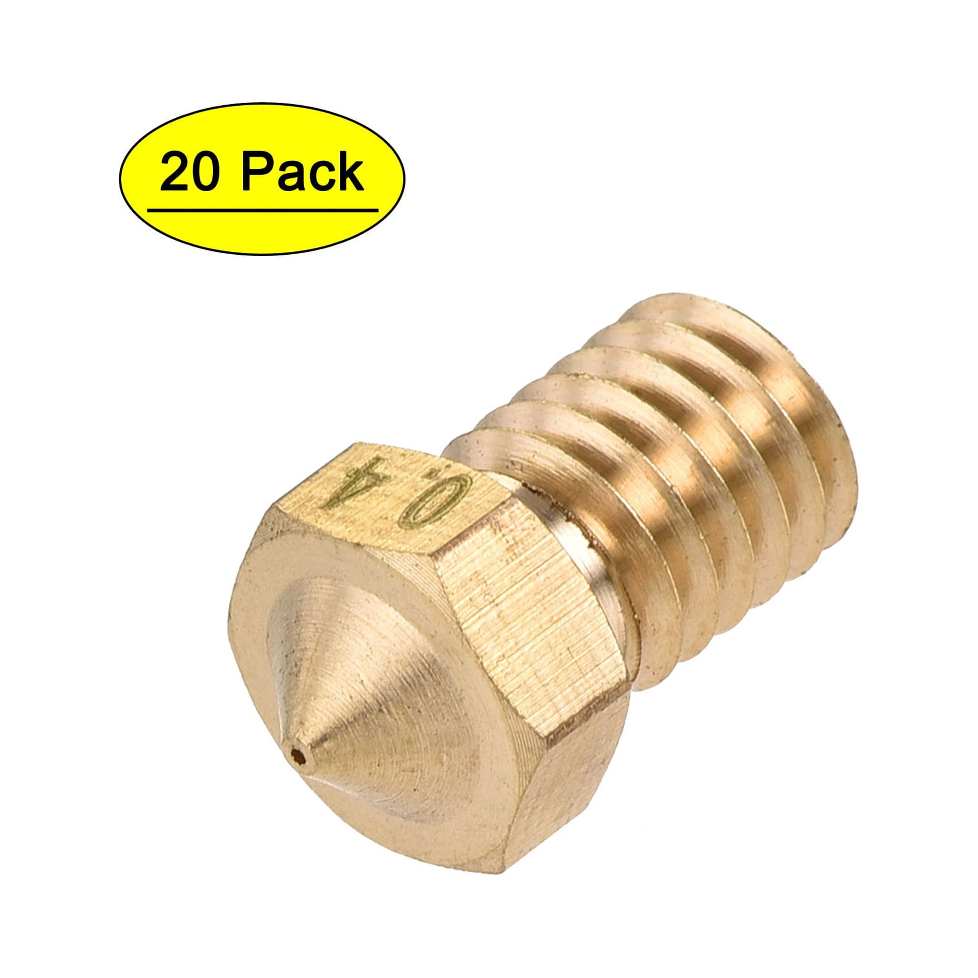 Uxcell Brass 0.4mm 3D Printer Nozzle M6 Thread for V5 V6 3mm 20Pack ...