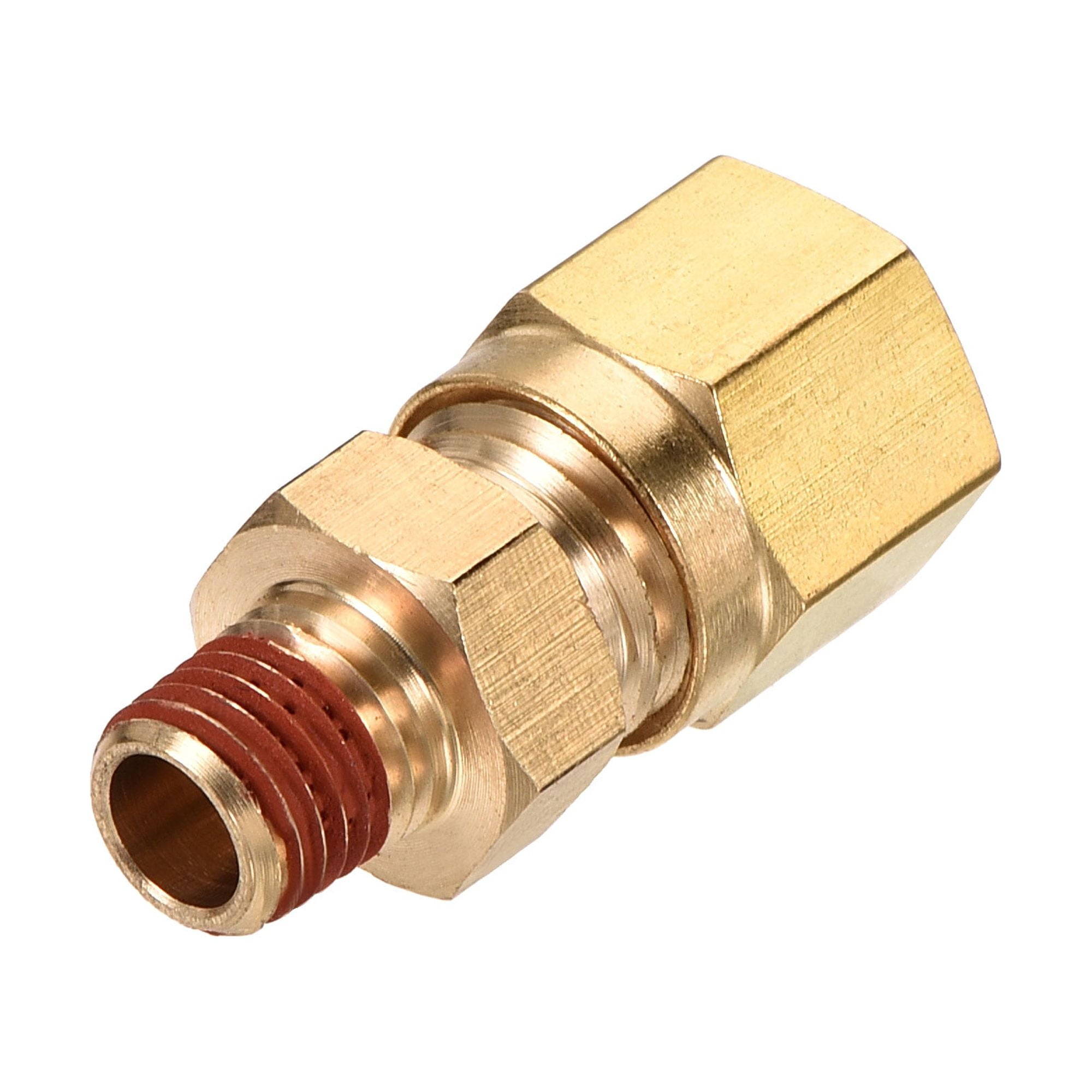 Uxcell Brass Compression Tube Fitting 1/16NPT x 1/4" Tube OD Straight ...