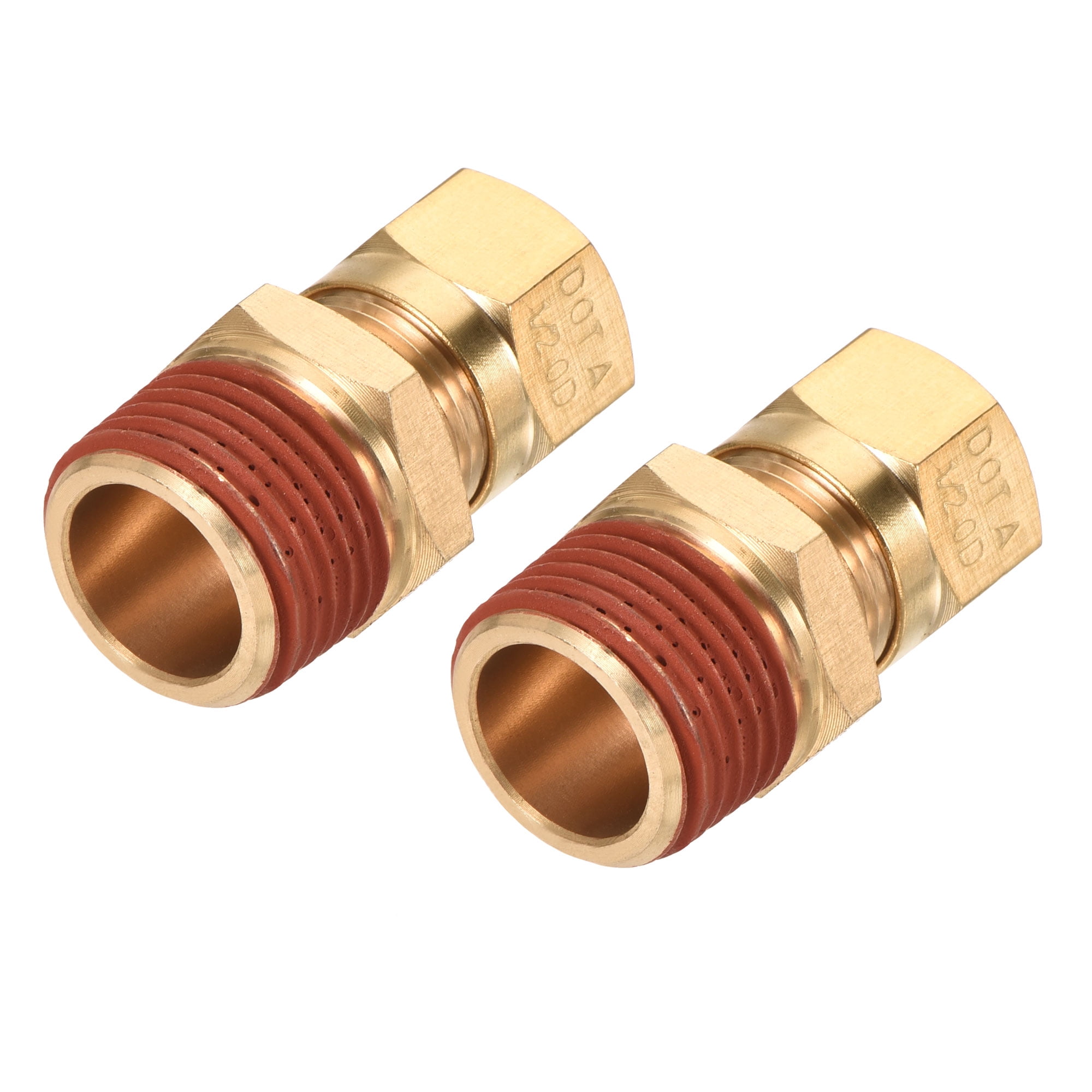 Uxcell Brass Compression Tube Fitting 1/2NPT x 1/2" Tube OD Straight ...