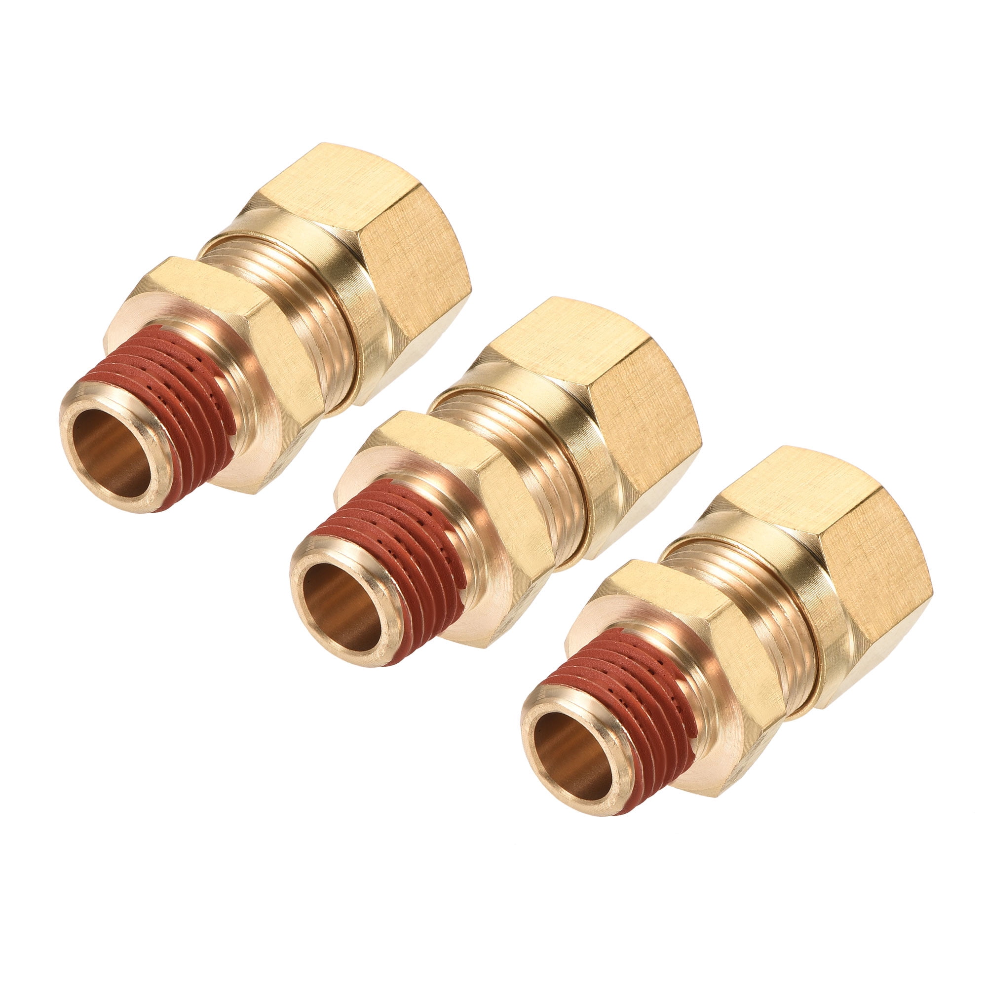 Uxcell Brass Compression Tube Fitting 1/4NPT x 1/2" Tube OD Straight ...
