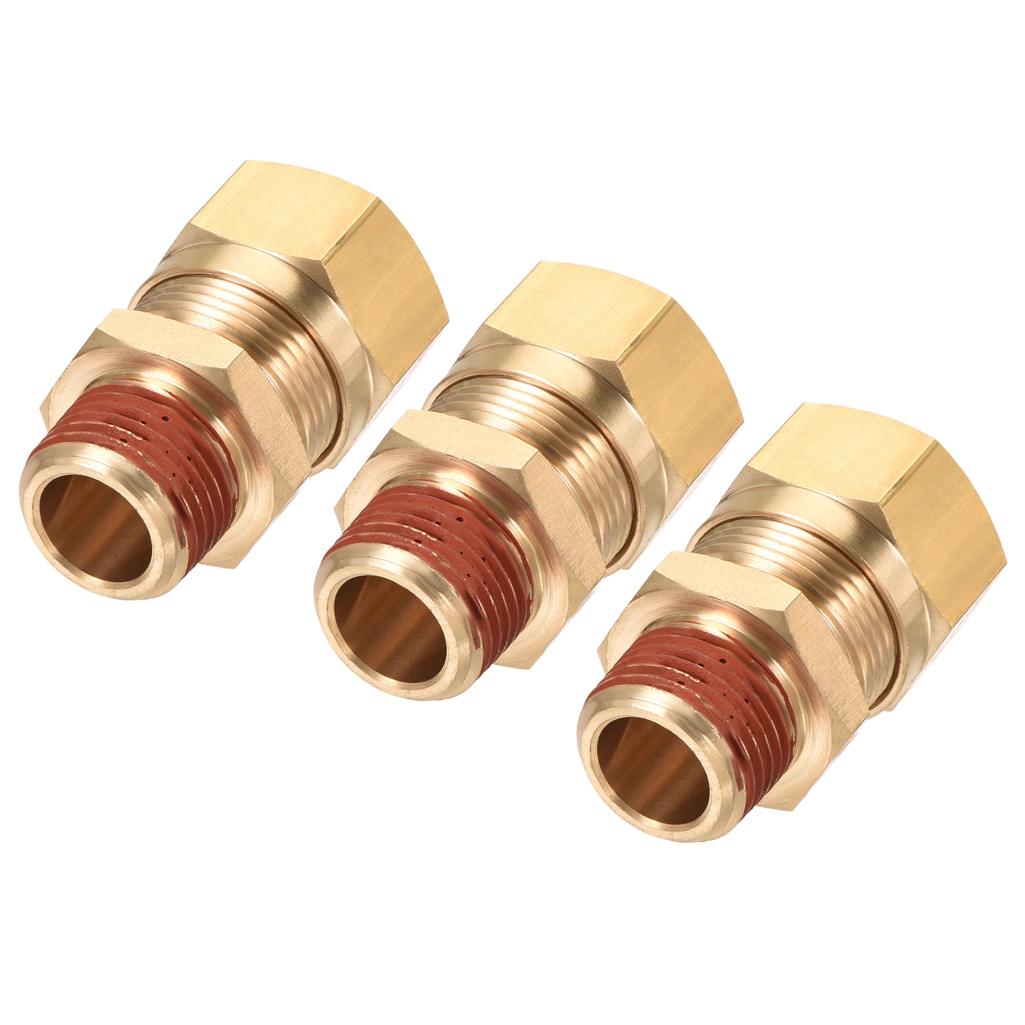 Uxcell Brass Compression Tube Fitting 3/8NPT x 5/8" Tube OD Straight ...