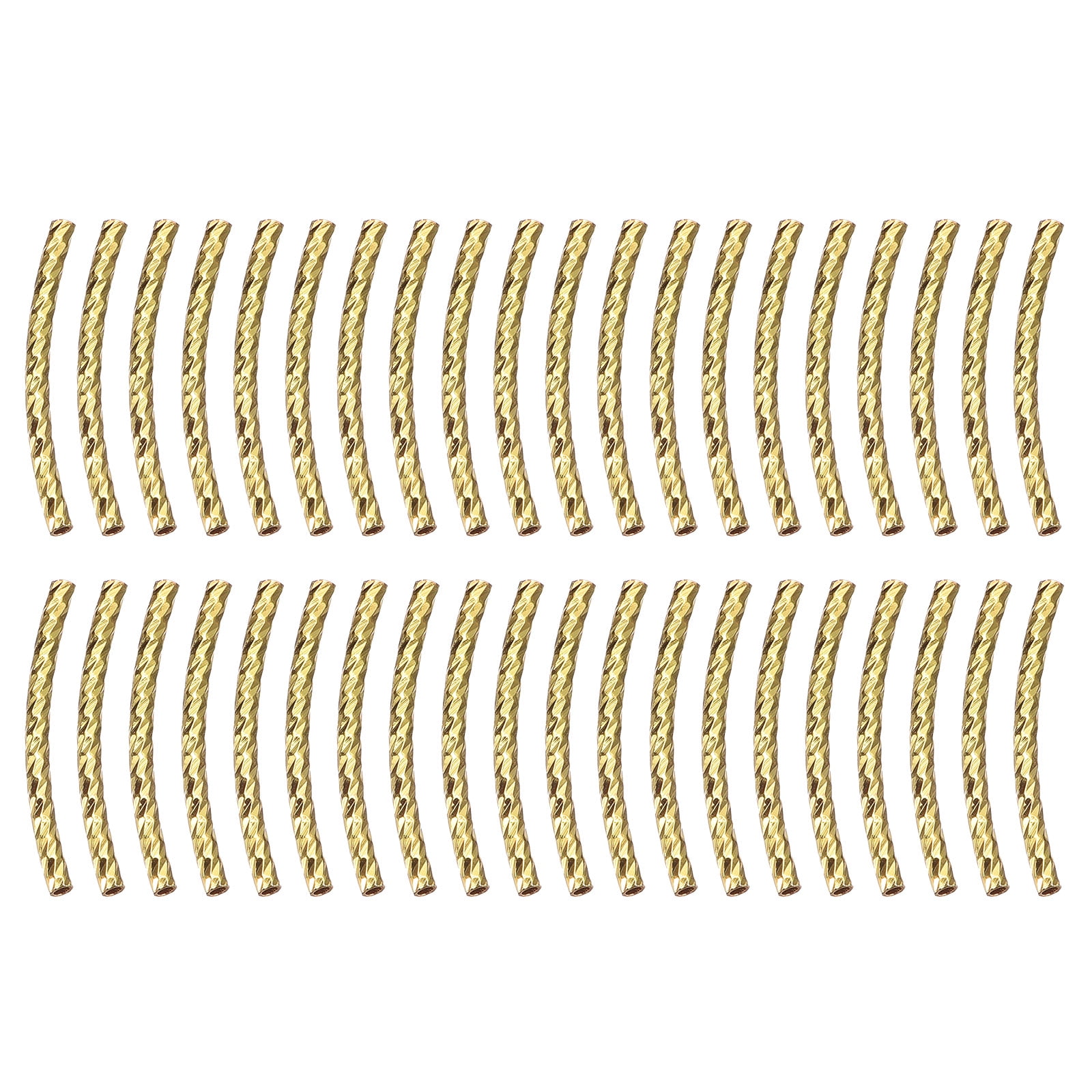 Uxcell Brass Curved Tube Beads, Texture Plating Noodles Spacer Bead for ...