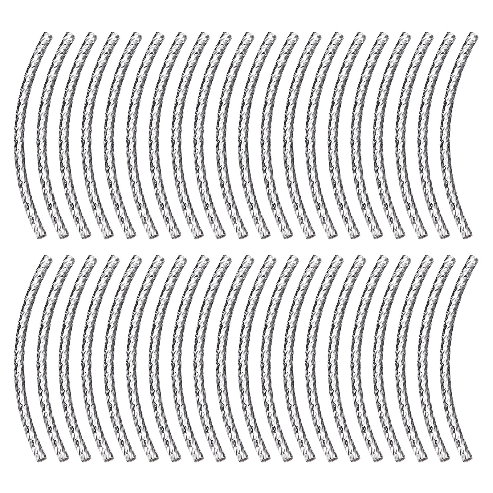 Uxcell Brass Curved Tube Beads, Texture Plating Noodles Spacer Bead for ...