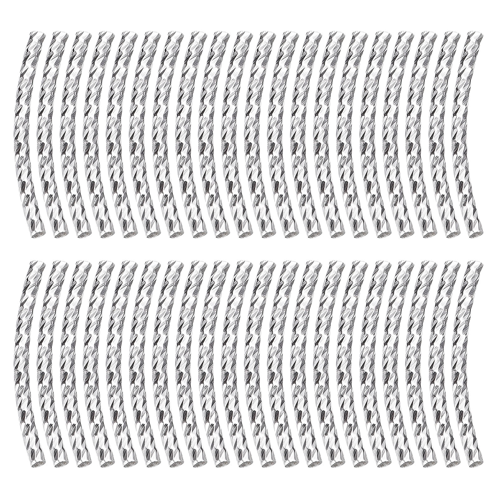 Uxcell Brass Curved Tube Beads, Texture Plating Noodles Spacer Bead for ...