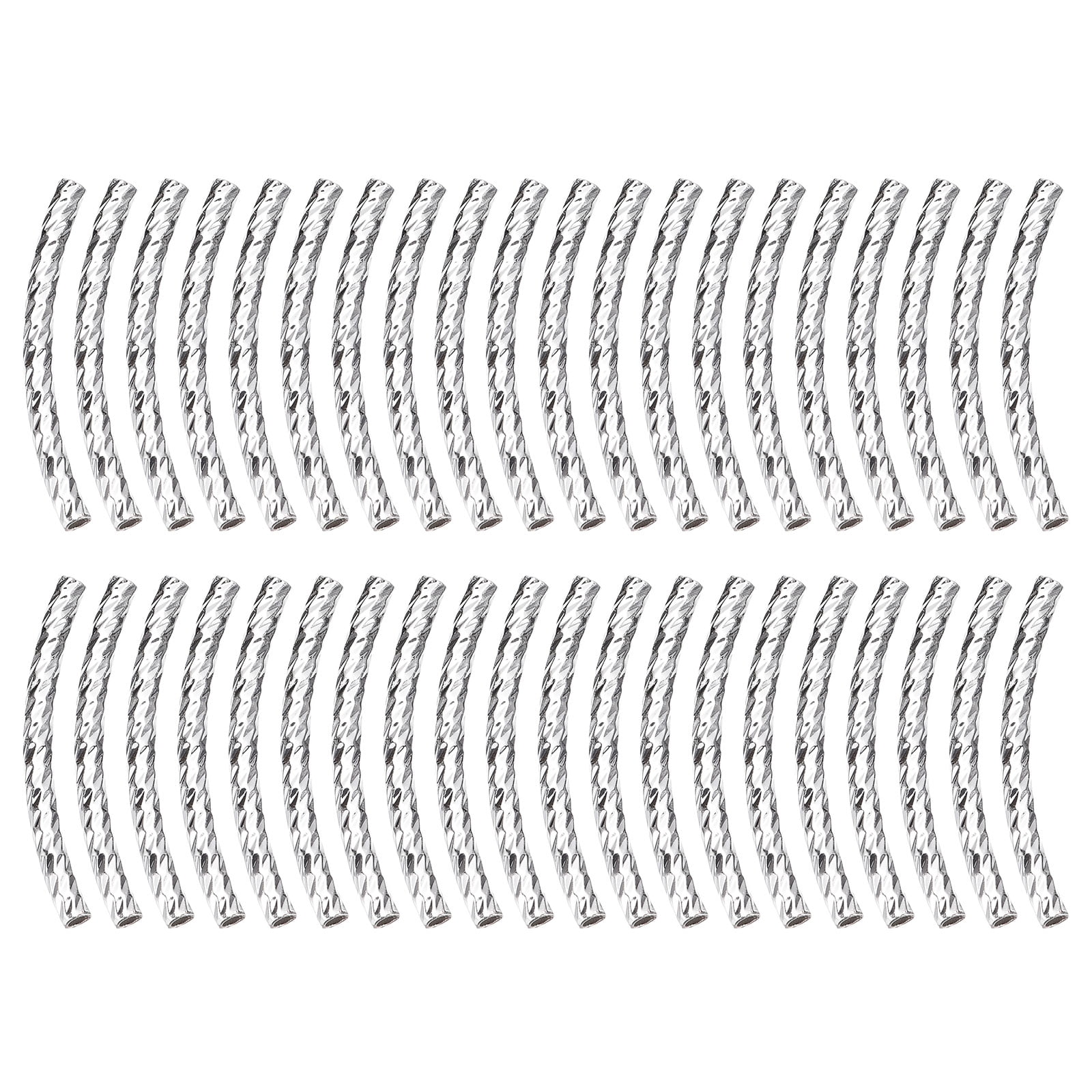 Uxcell Brass Curved Tube Beads, Texture Plating Noodles Spacer Bead for ...
