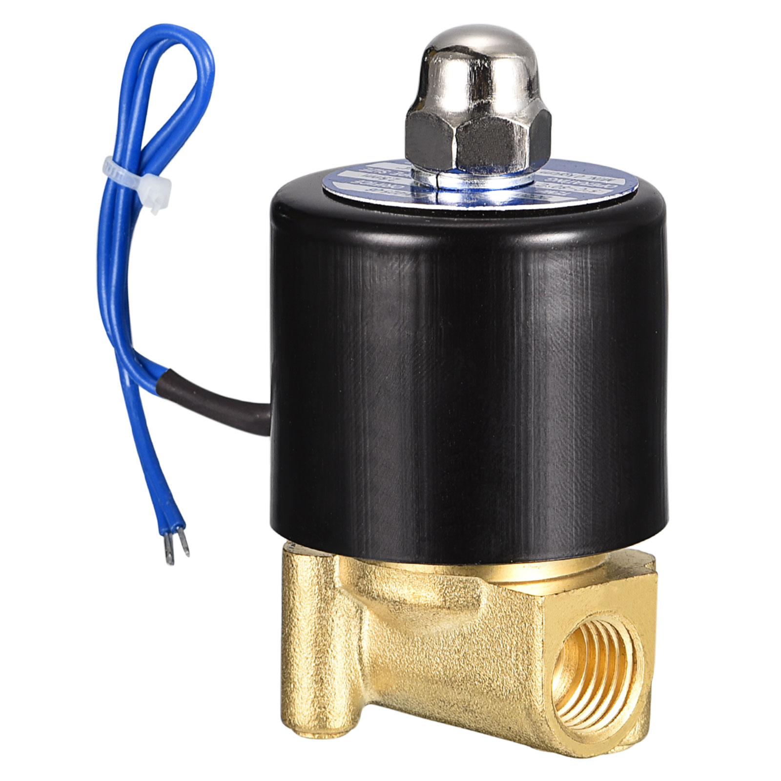 Uxcell Brass Electric Solenoid Valve, 1/4"NPT 12VDC Air Valve Normally Closed for Water Gas Fuel ...