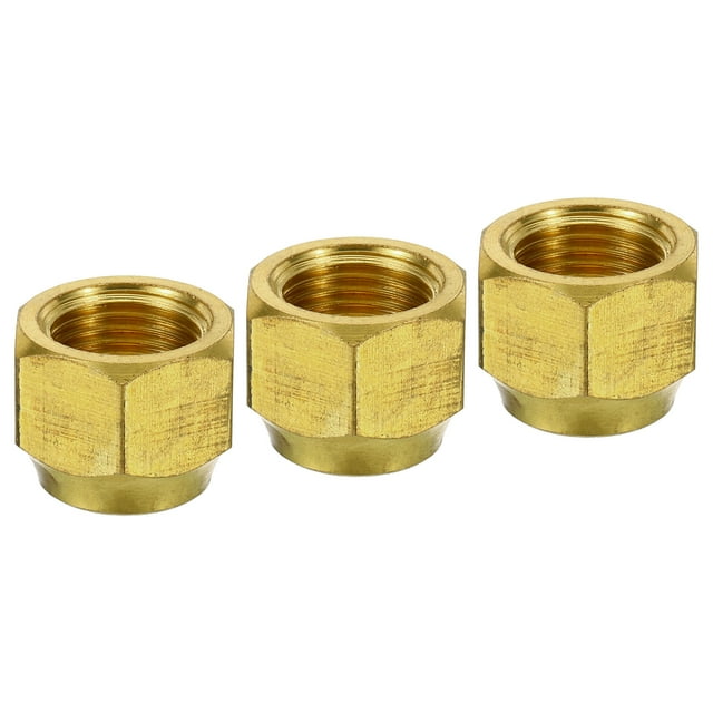 Uxcell Brass Flare Cap 3/8" Flare Female Flared Tube Fitting Nut Connector Adapter for HVAC Air ...