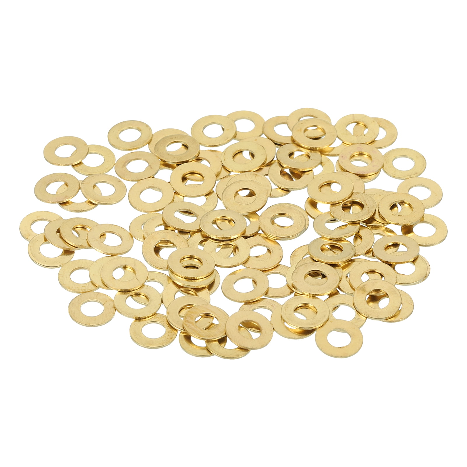 Uxcell Brass Flat Washer, 1/4" OD x 1/8" ID x 0.5mm Fenders Washers ...