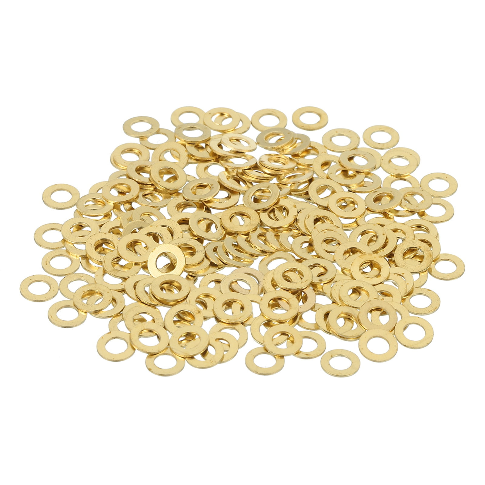 Uxcell Brass Flat Washer, 3/16" OD x 1/8" ID x 0.4mm Fenders Washers ...