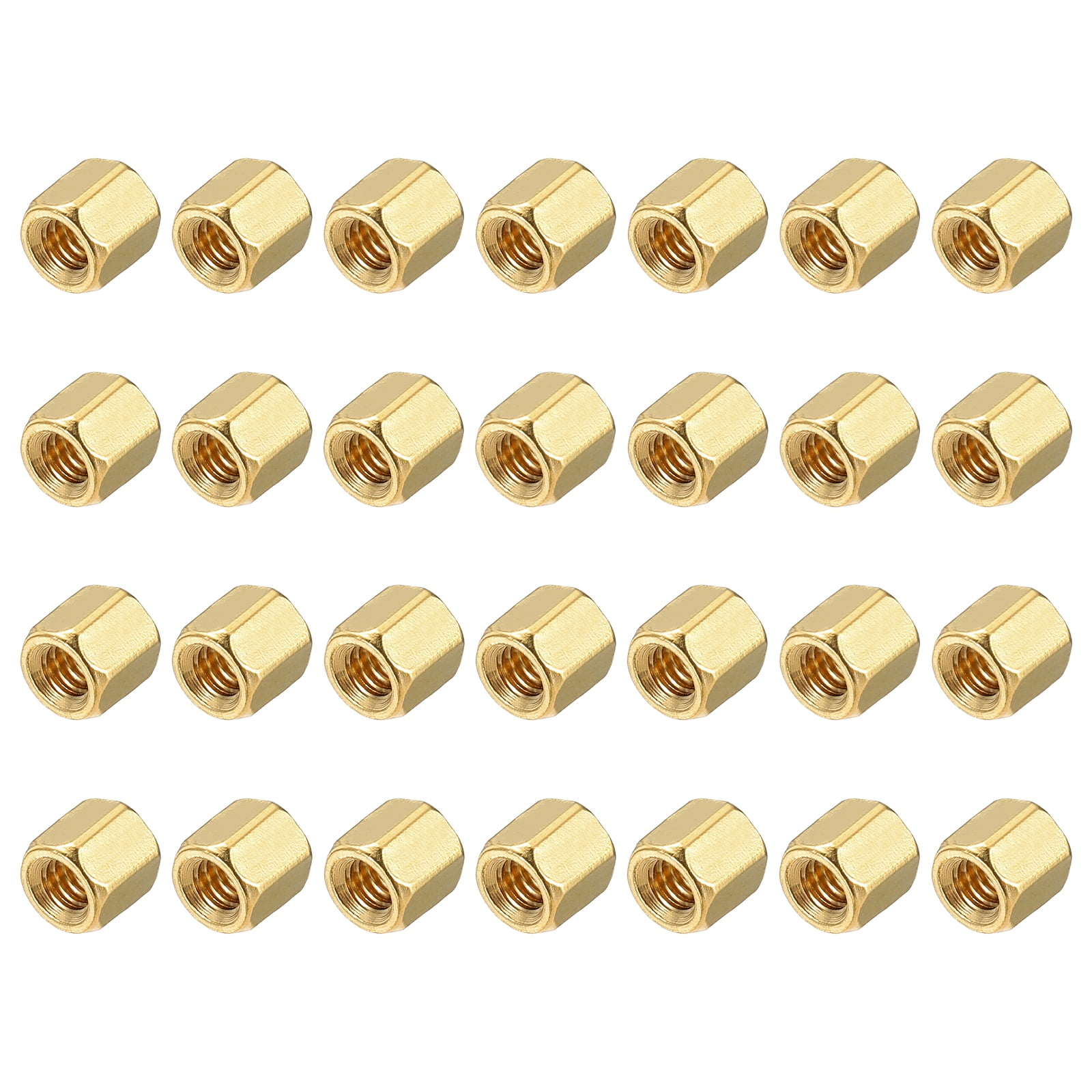 Uxcell Brass Hex Coupling Nuts, M4x6mm Female Thread Hexagonal ...