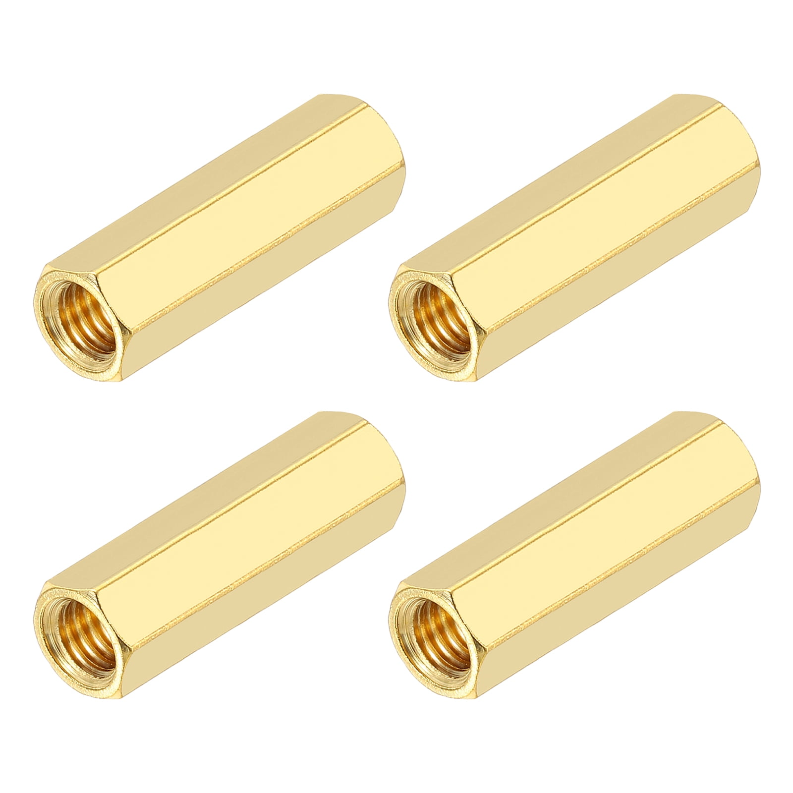 Uxcell Brass Hex Coupling Nuts, M6x25mm Female Thread Hexagonal ...