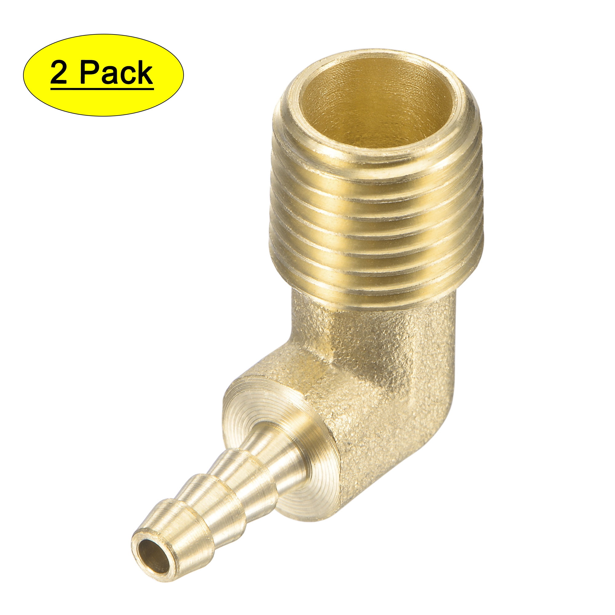 Uxcell Brass Hose Barb Fitting Elbow Male Threaded Right Angle Pipe ...