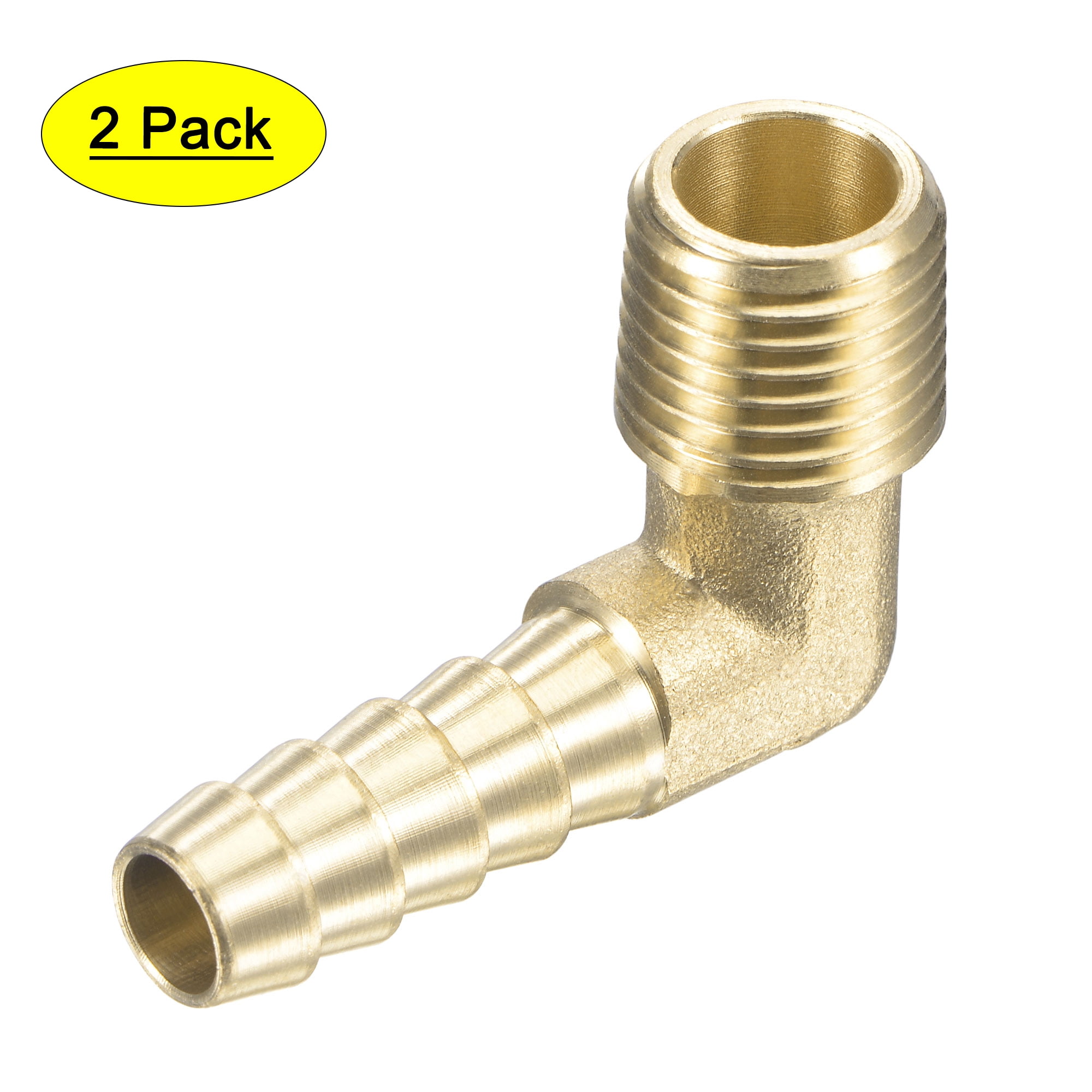 Uxcell Brass Hose Barb Fitting Elbow Male Threaded Right Angle Pipe ...