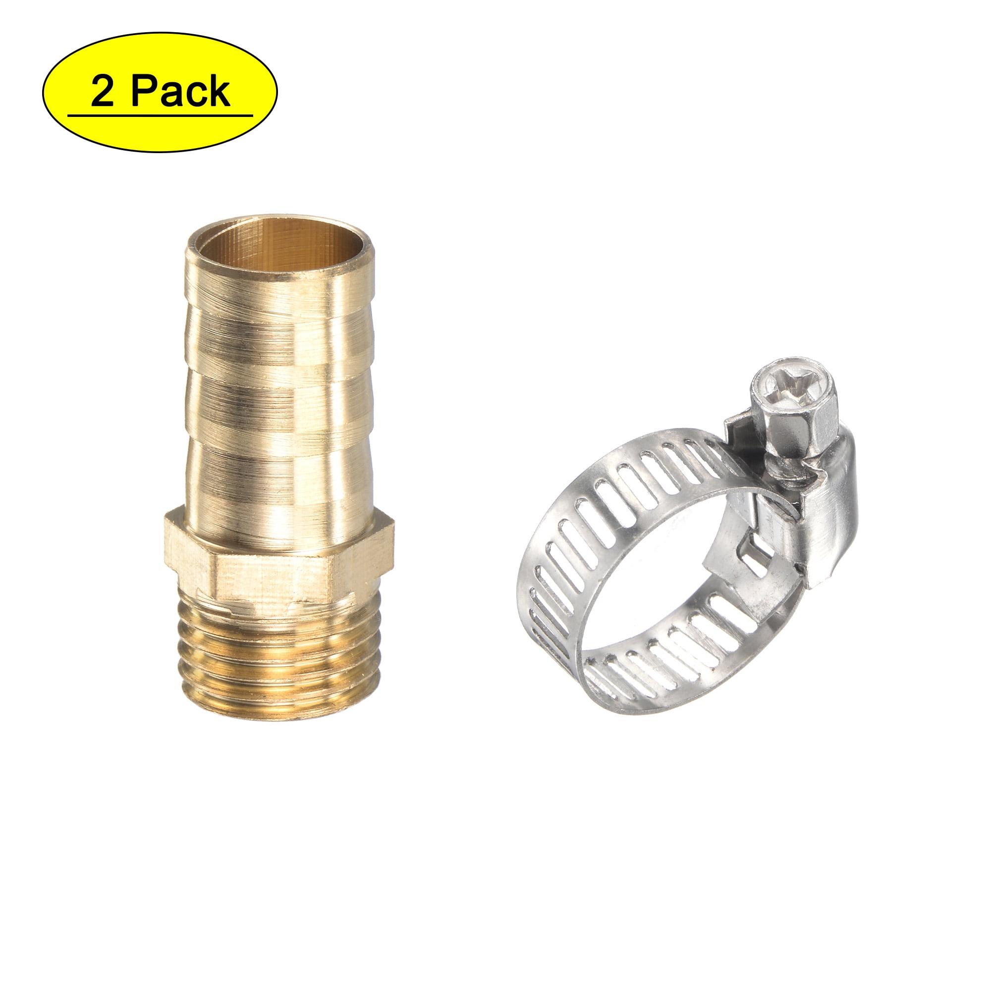 Uxcell Brass Hose Barb Fitting Straight G1/4 Male Thread Pipe Connector ...