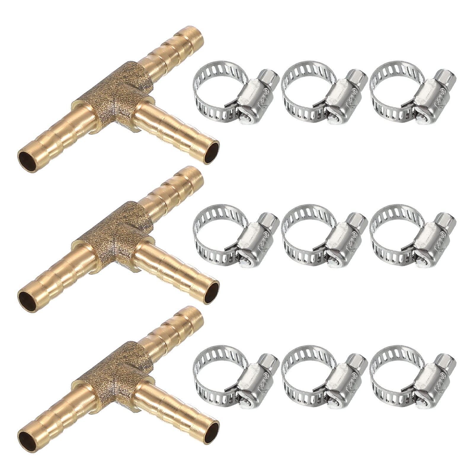 Uxcell Brass Hose Barb Fitting, t Type Barb Union Fittings Metals Splicer Mender Connector ...
