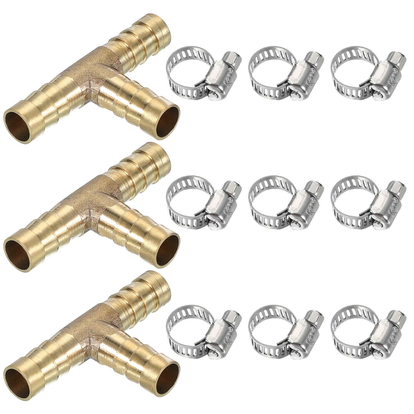 Uxcell Brass Hose Barb Fitting, t Type Barb Union Fittings Metals Splicer Mender Connector ...