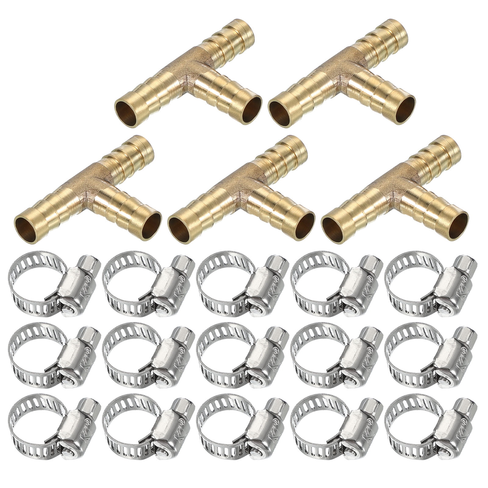 Uxcell Brass Hose Barb Fitting, t Type Barb Union Fittings Metals Splicer Mender Connector ...