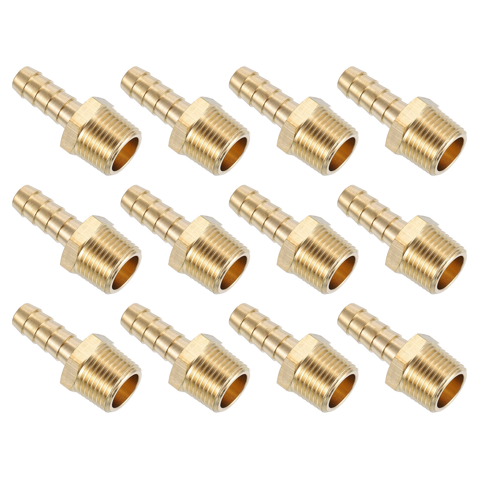 Uxcell Brass Hose Barb Fittings 12 Pack 5/16" Barbx3/8" NPT Male Brass Barb Pipe Fitting ...