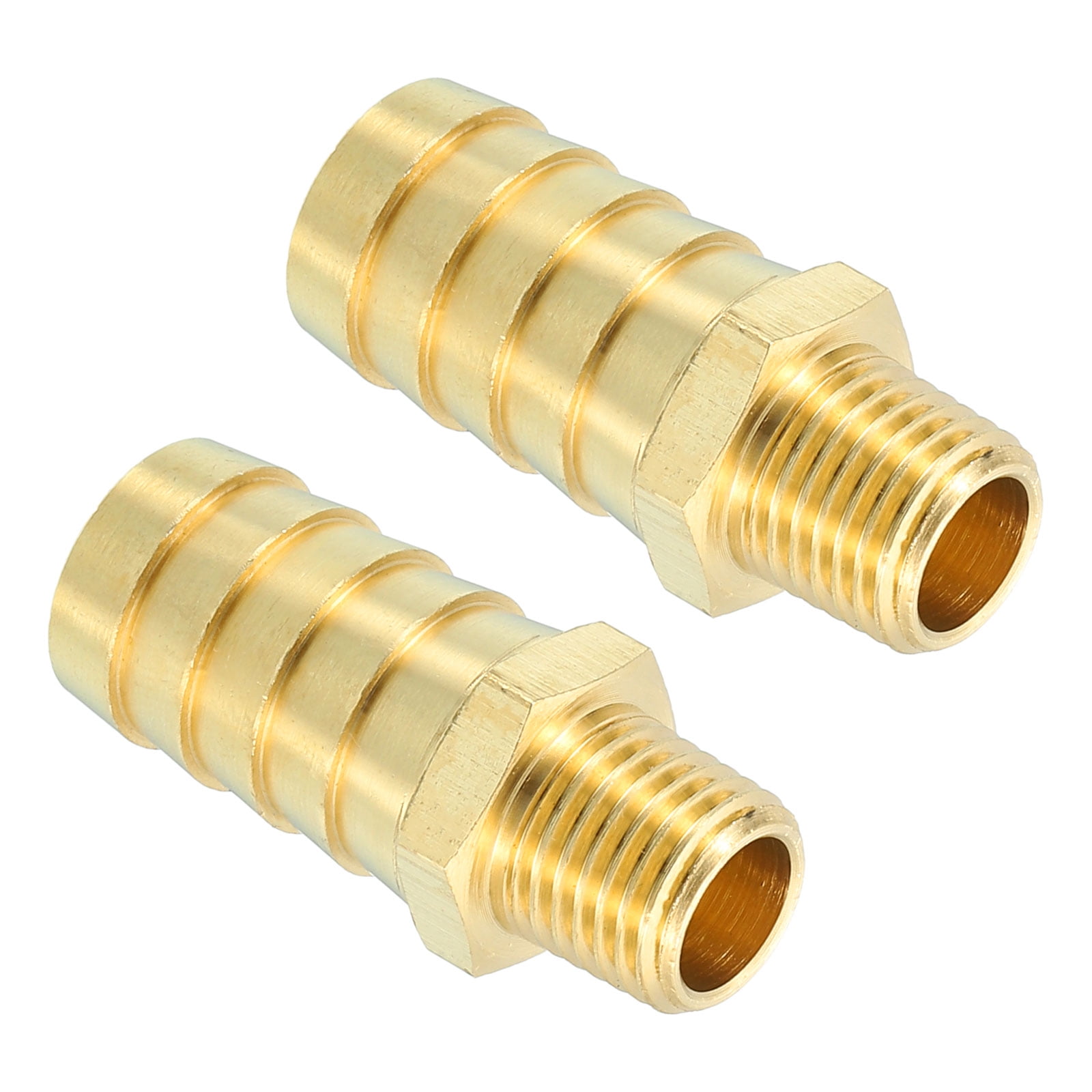 Brass Hose Barb Fittings 2Pack 5/8" Barb x 1/4" NPT Male Brass Barb Pipe Fitting for Water Fuel ...
