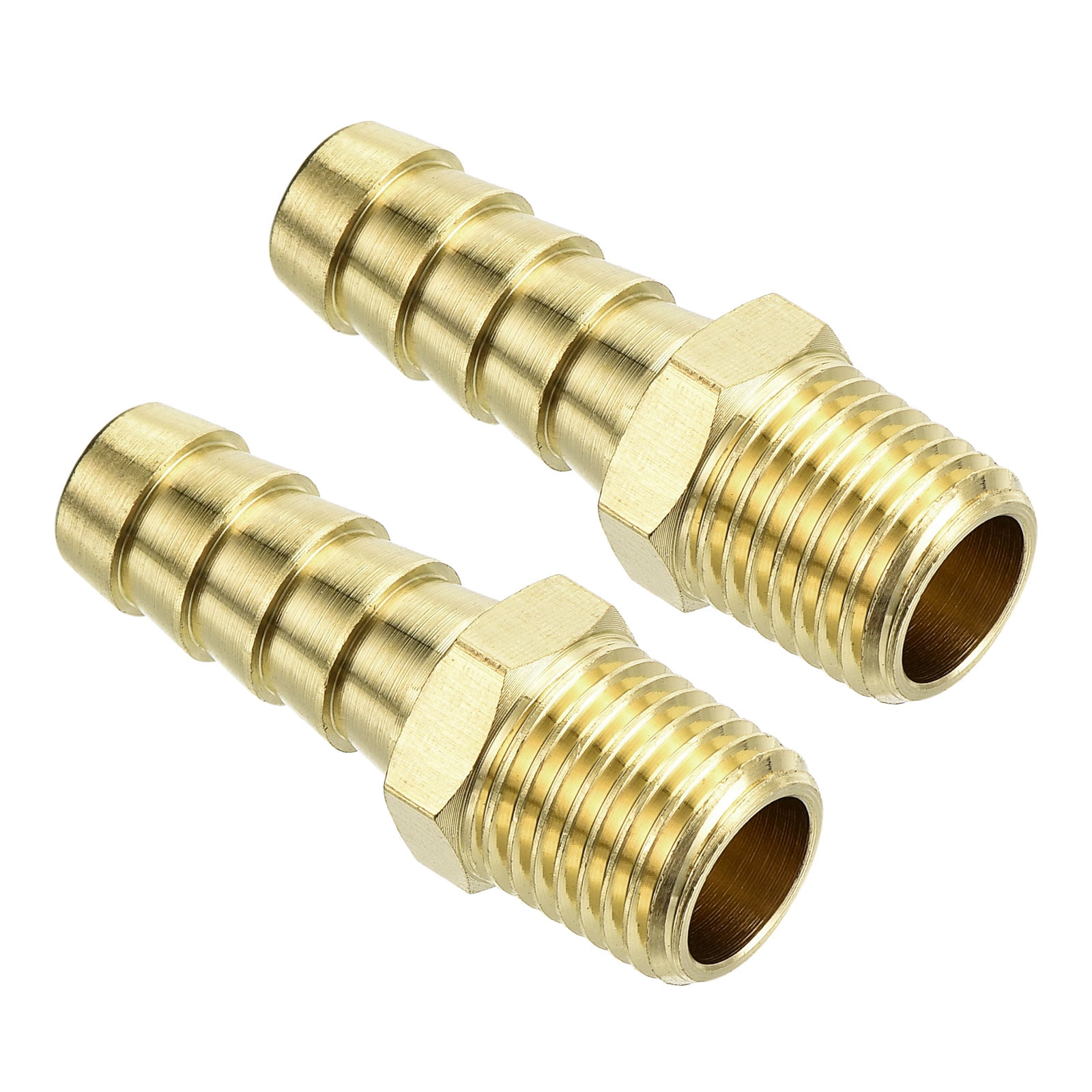 Brass Hose Barb Fittings 2Pack 3/8" Barb x 1/4" NPT Male Brass Barb Pipe Fitting for Water Fuel ...