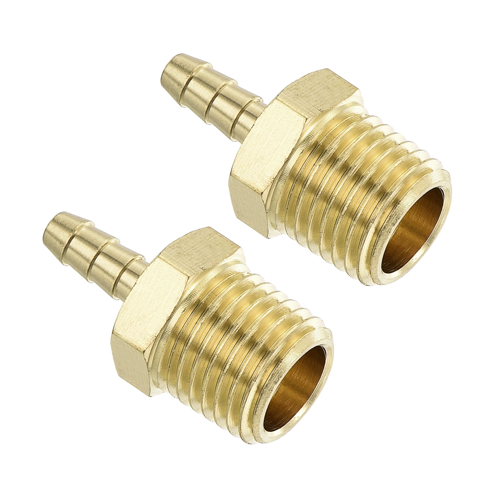 Brass Hose Barb Fittings 2Pack 1/8" Barb x 1/4" NPT Male Brass Barb Pipe Fitting for Water Fuel ...