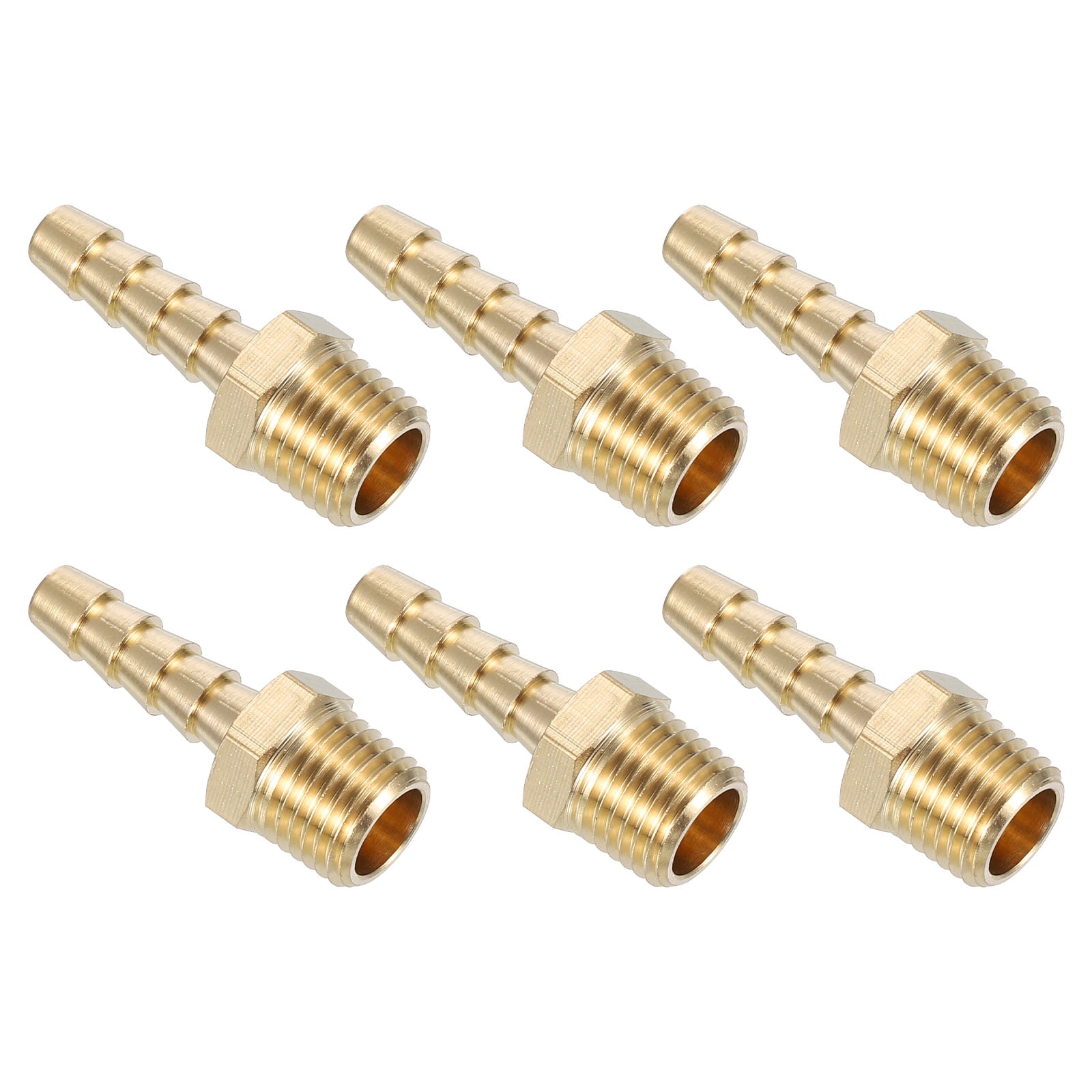 Uxcell Brass Hose Barb Fittings 6 Pack 1/4" Barbx1/4" NPT Male Brass Barb Pipe Fitting - Walmart.com