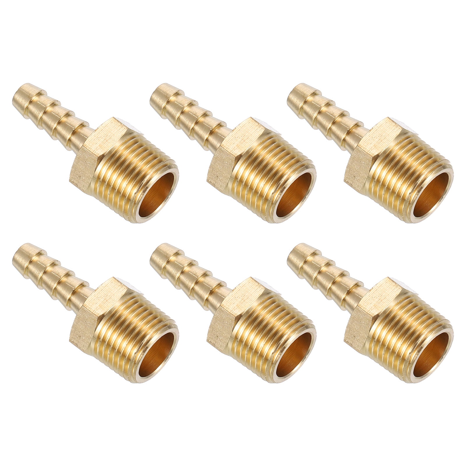 Uxcell Brass Hose Barb Fittings 6 Pack 1/4" Barbx3/8" NPT Male Brass Barb Pipe Fitting - Walmart.com
