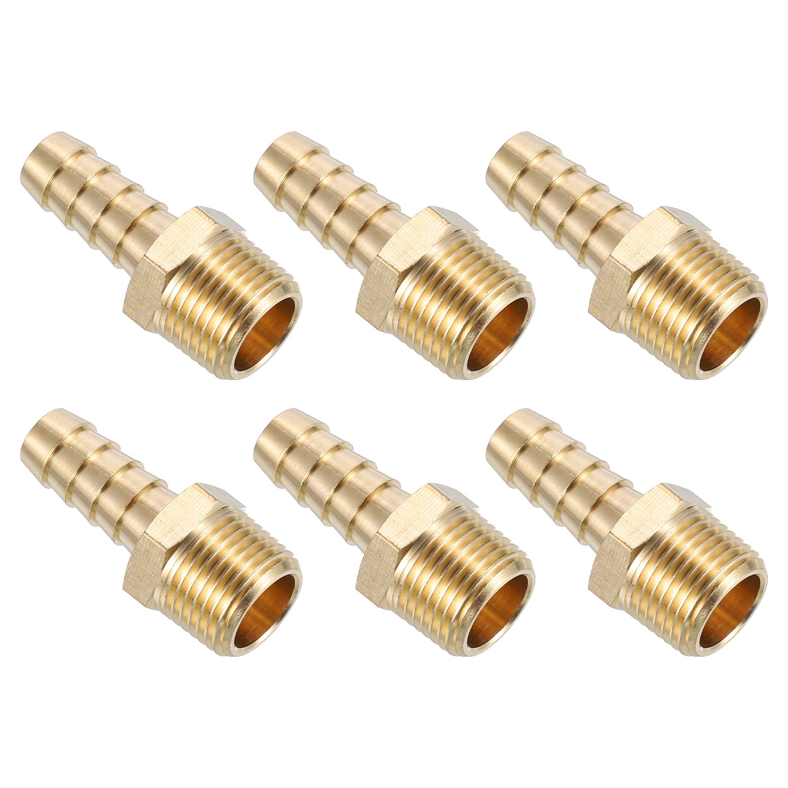 Uxcell Brass Hose Barb Fittings 6 Pack 3/8" Barbx3/8" NPT Male Brass Barb Pipe Fitting - Walmart.com