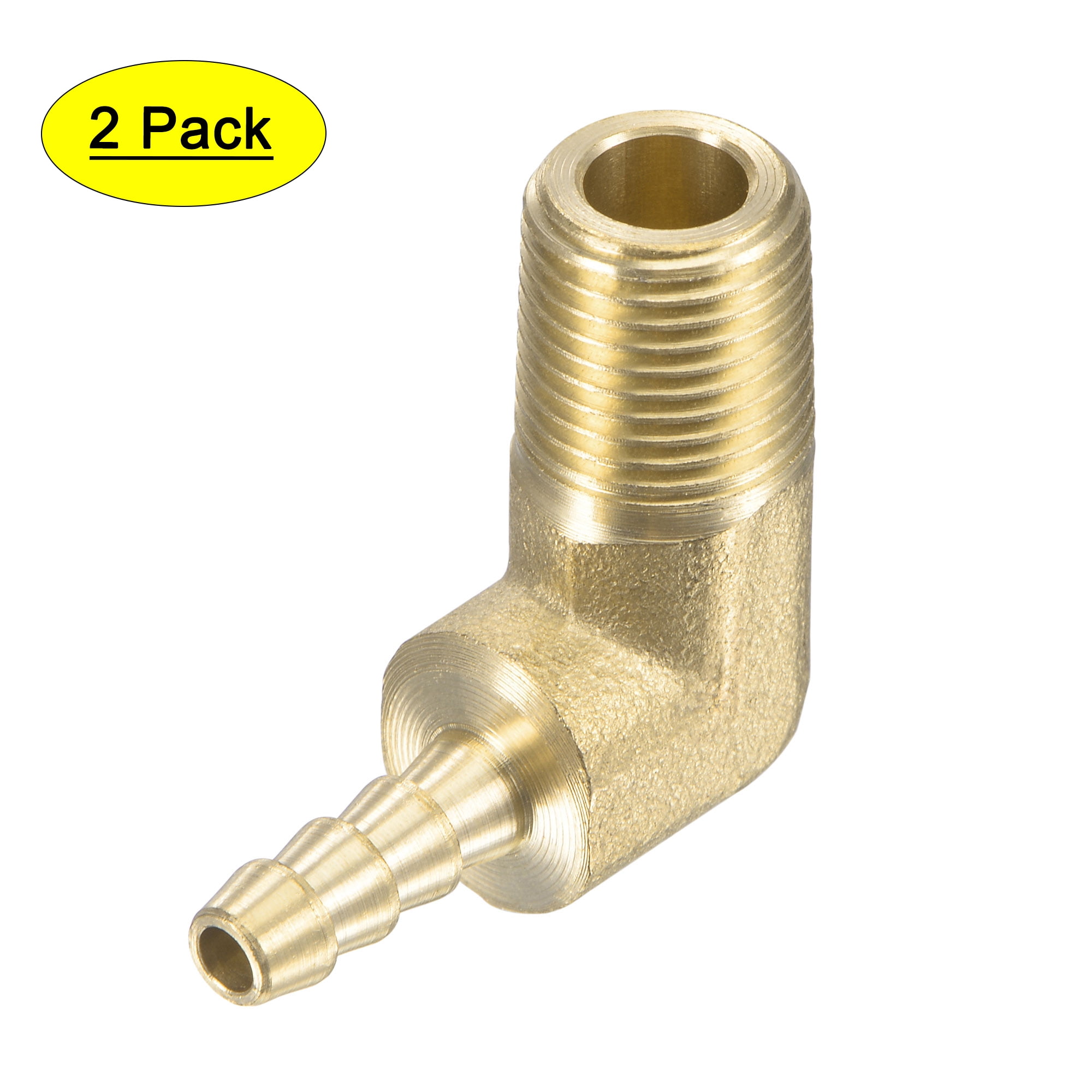 Uxcell Brass Hose Barbed Fitting Elbow Male Thread Right Angle Pipe ...