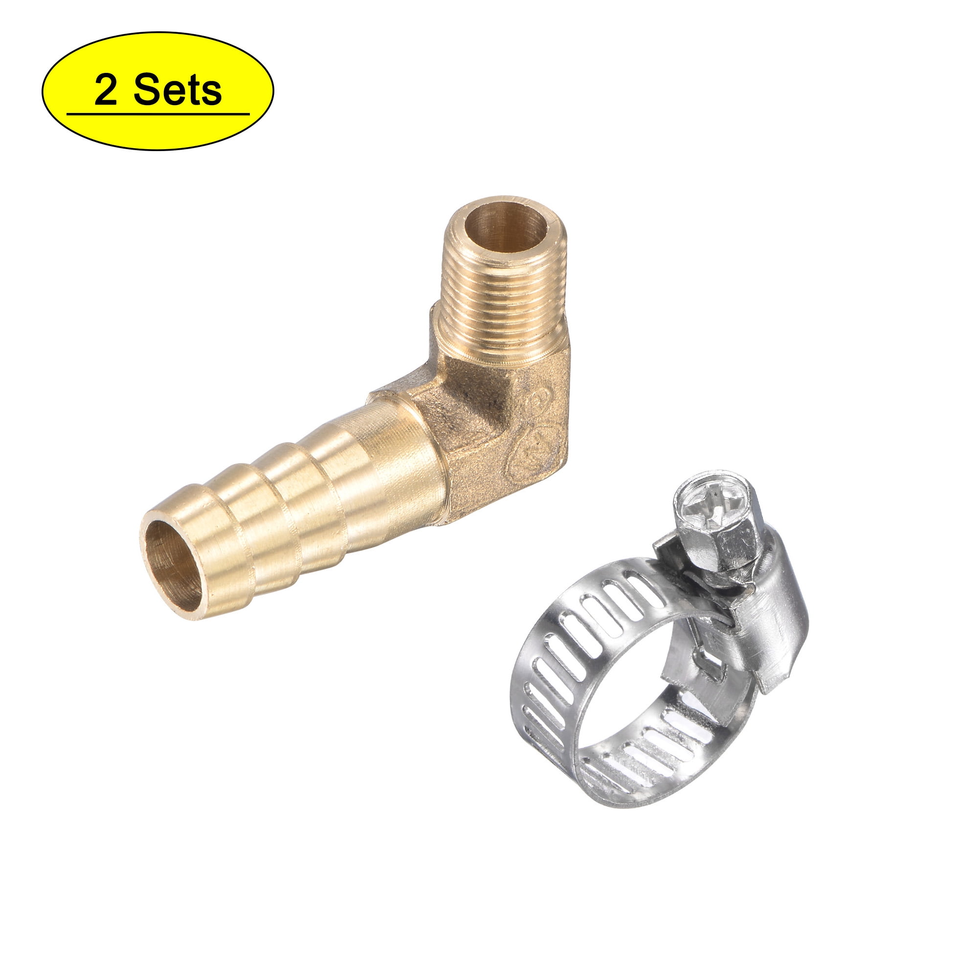 Uxcell Brass Hose Barbed Fitting Elbow Right Angle Pipe Connector with ...
