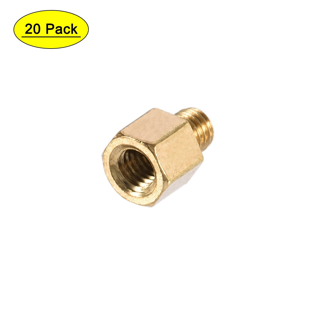 Uxcell Brass M3 4mm+3mm Male-Female Hex Standoff 20 Pack - Walmart.com