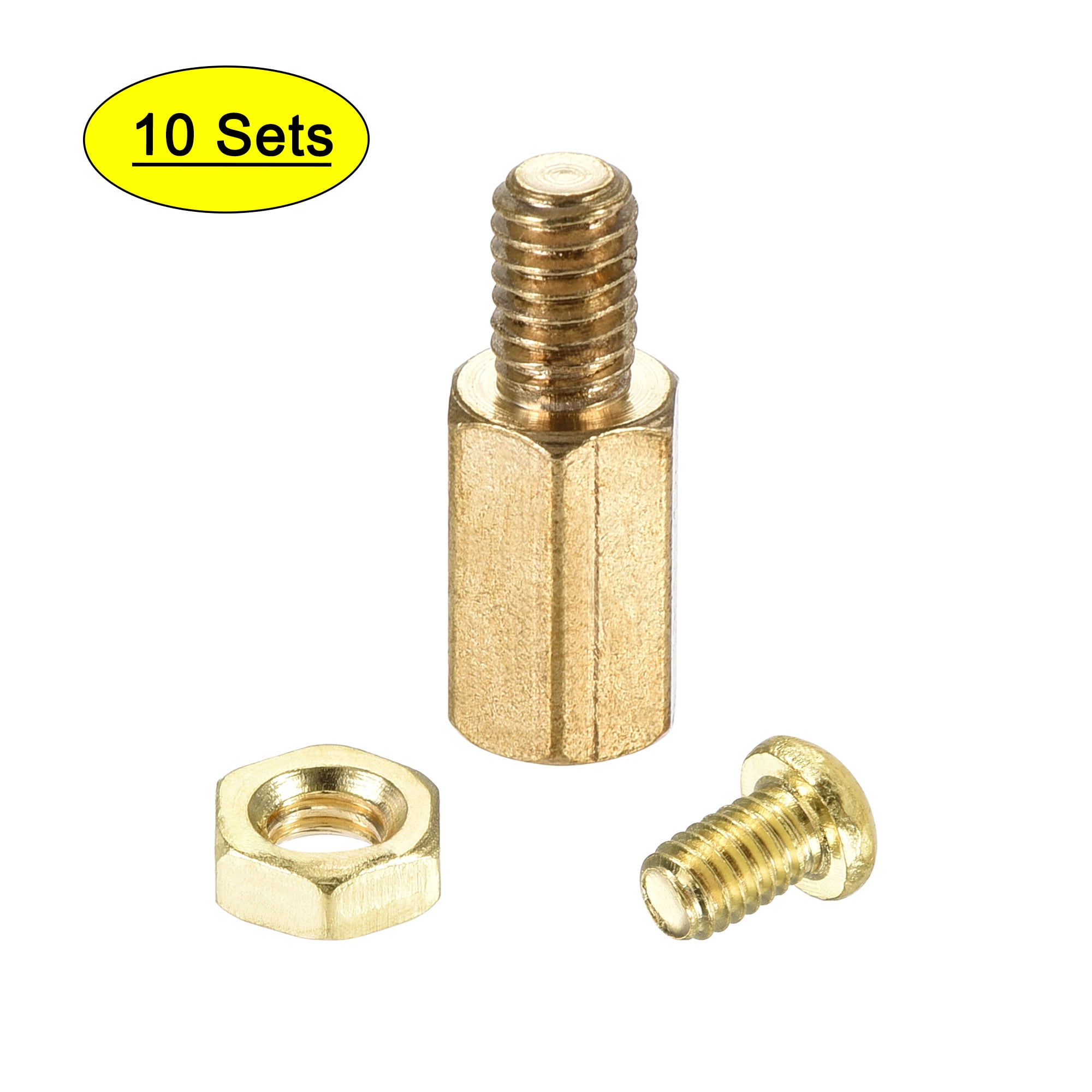 Uxcell Brass M4 10mm+6mm Male-Female Hex Standoff Screw Nut Kit 10 Sets ...