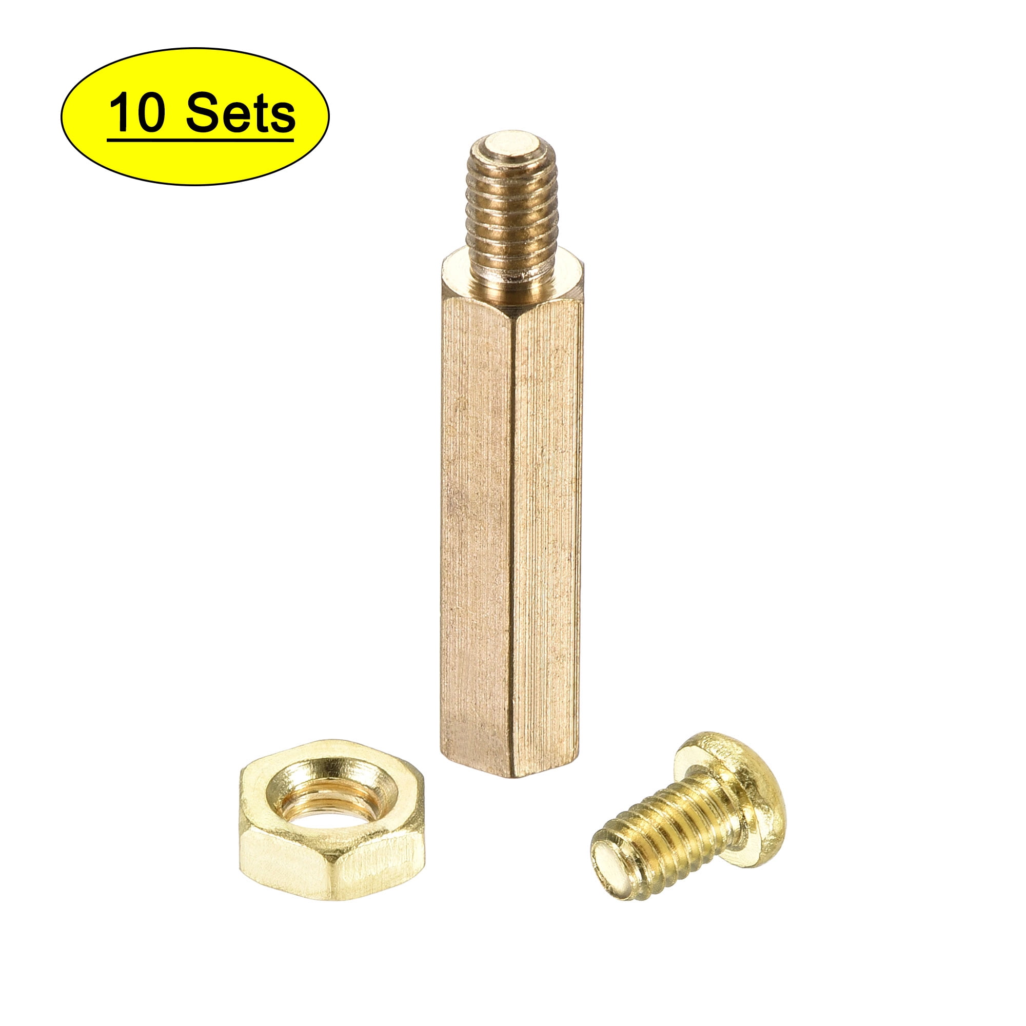 Uxcell Brass M4 23mm+6mm Male-Female Hex Standoff Screw Nut Kit 10 Sets ...