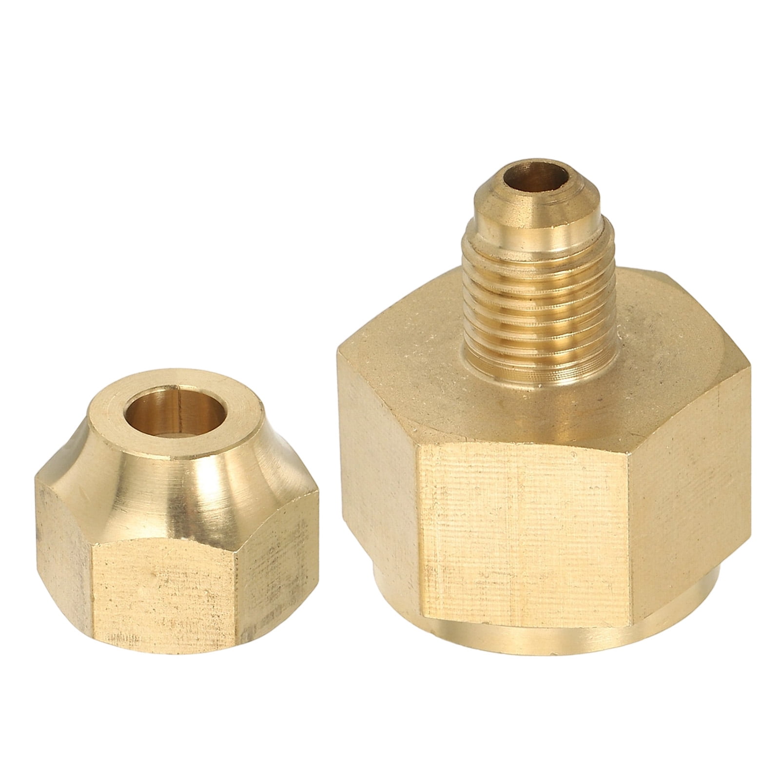 Uxcell Brass Pipe Fitting, 1/2"G Female x 1/4" Flare Male Reducer Adapter SAE 45 Degree Brass ...