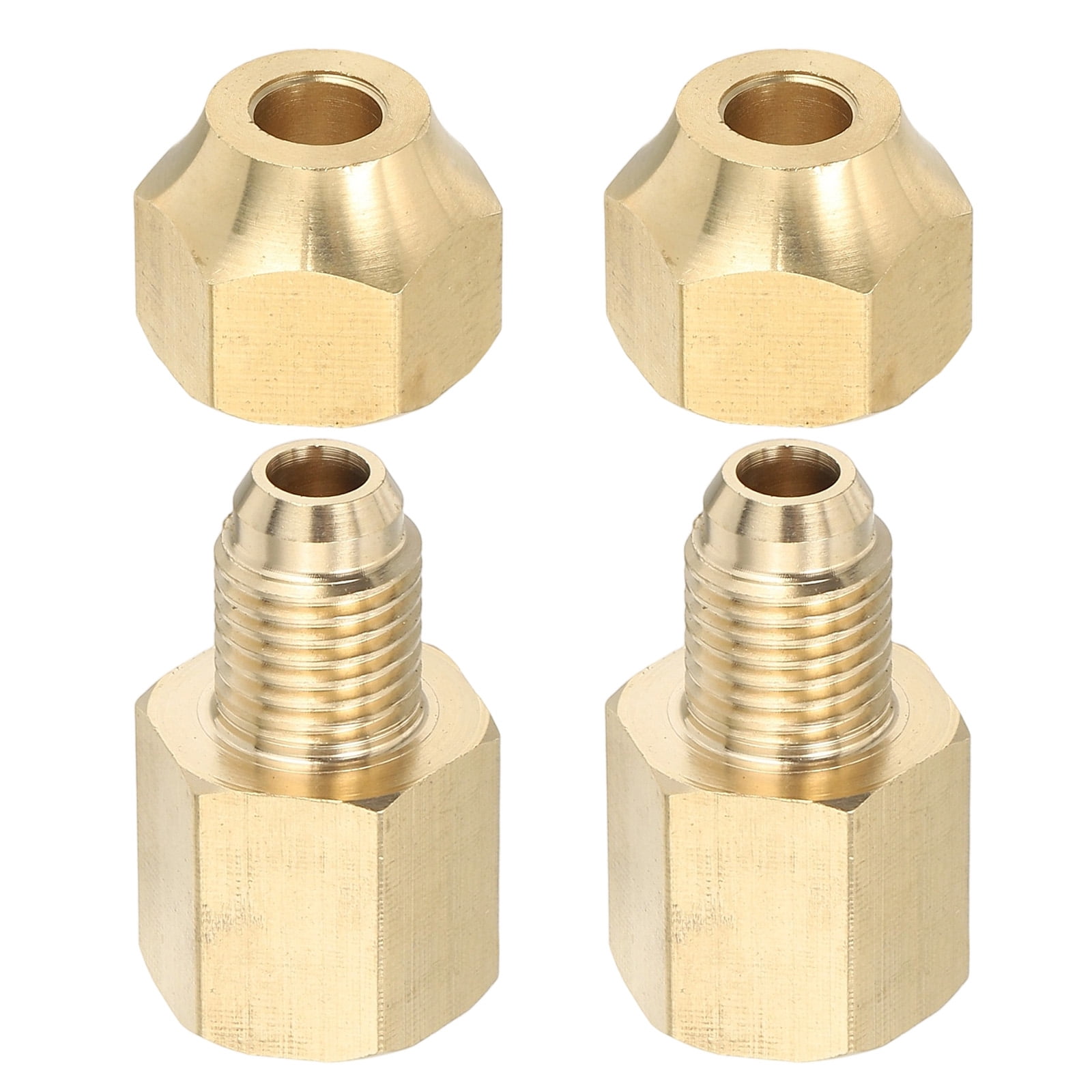 Uxcell Brass Pipe Fitting, 2Pcs 1/4"G Female x 1/4" Flare Male Reducer Adapter SAE 45 Degree ...