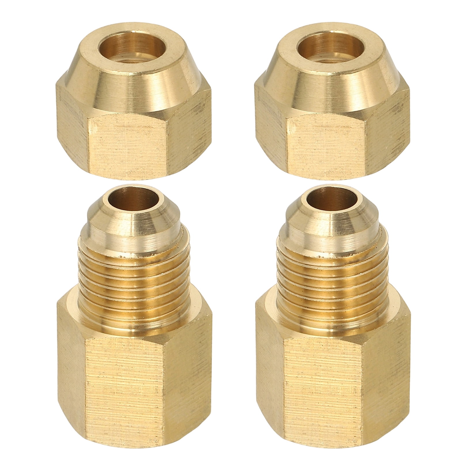 Uxcell Brass Pipe Fitting, 2Pcs 1/4"G Female x 5/16" Flare Male Reducer Adapter SAE 45 Degree ...