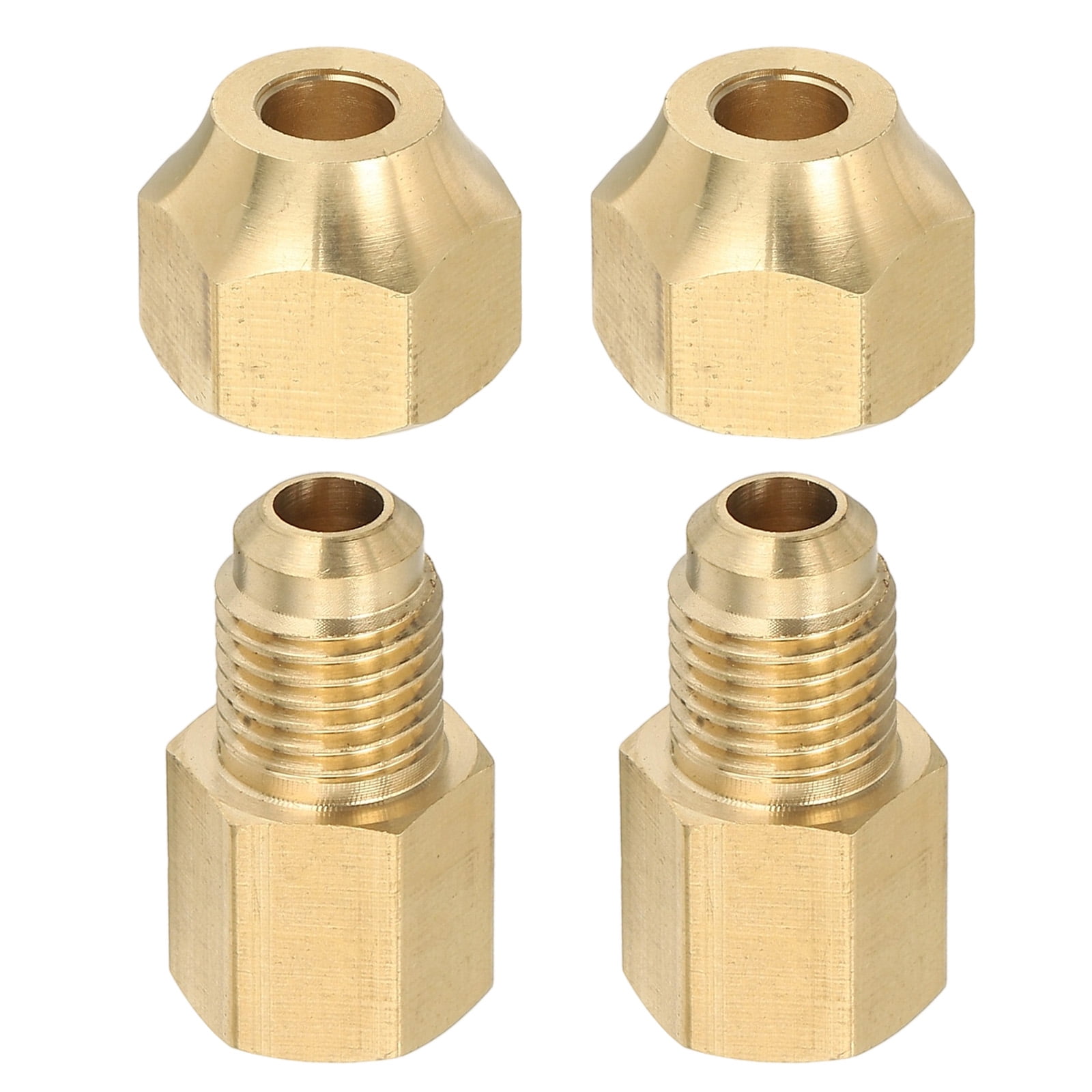 Uxcell Brass Pipe Fitting, 2Pcs 1/8"G Female x 1/4" Flare Male Reducer Adapter SAE 45 Degree ...